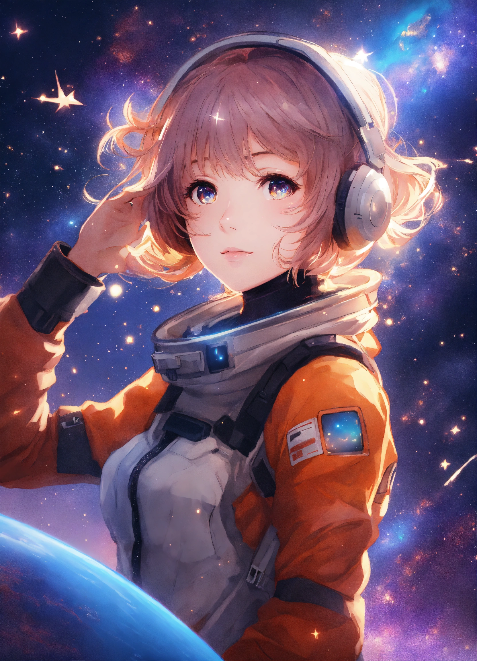 Lexica - Anime girl falling in space, distant in space suit beautiful ...