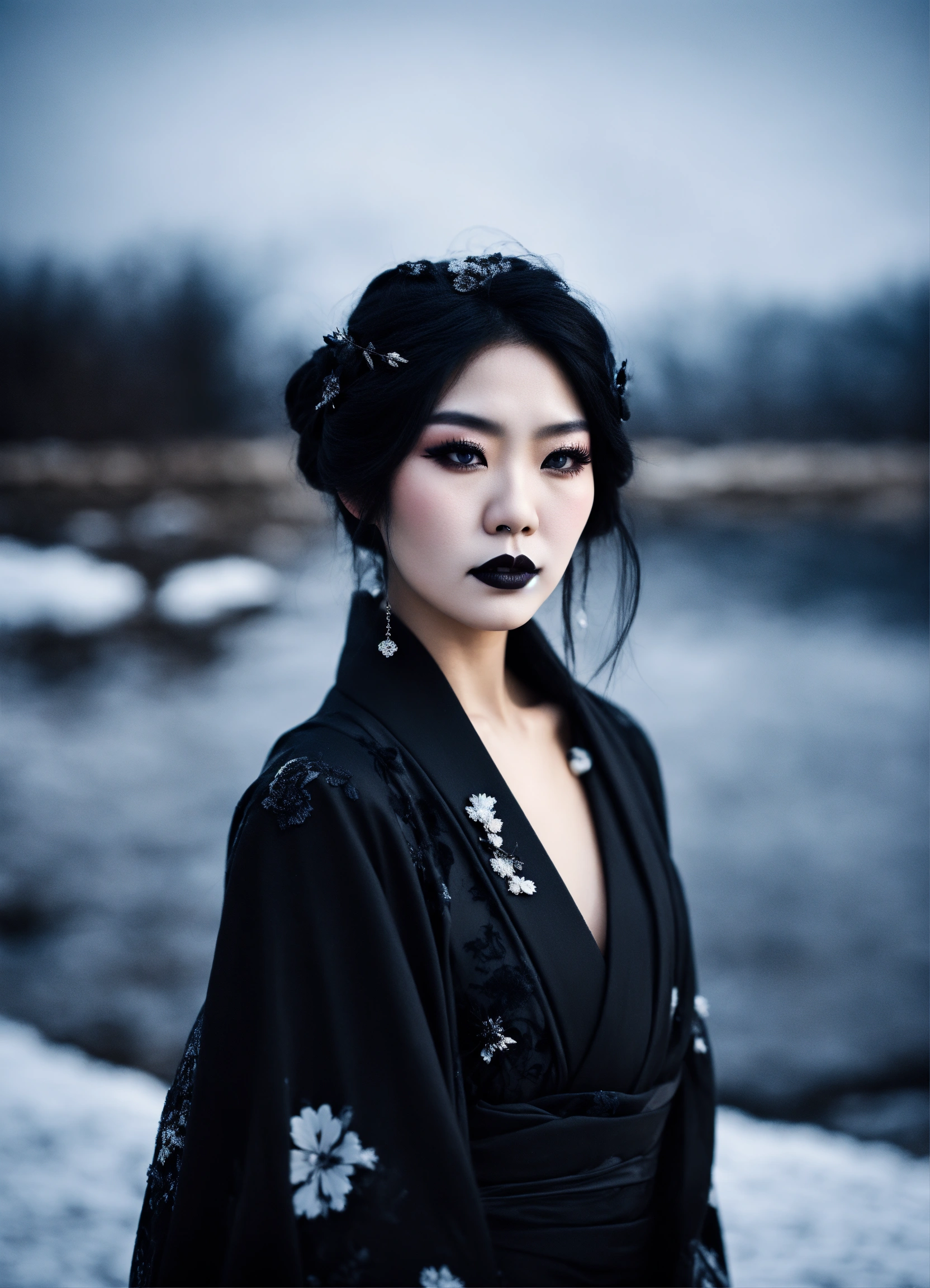 Lexica - High contrast portrait of a japanese woman, gothic beauty ...