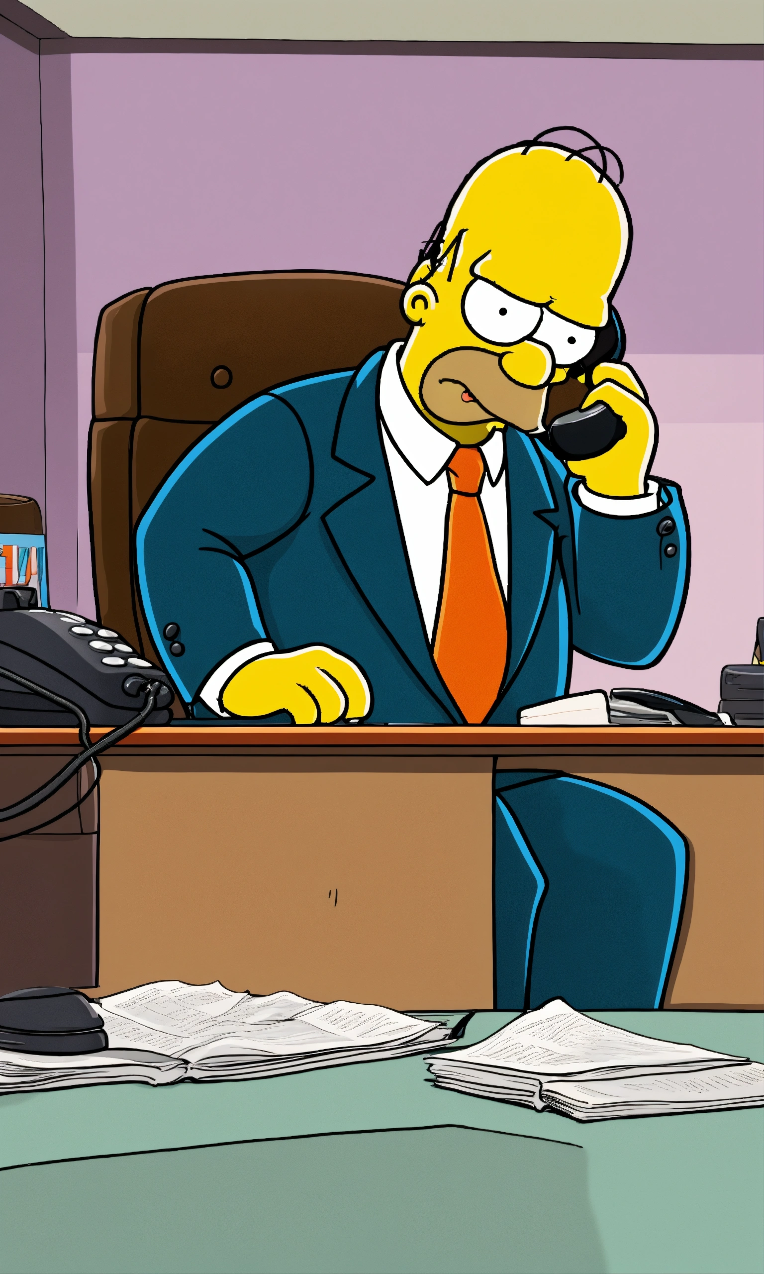 Lexica - A lawyer from the Simpsons cartoon talking on the phone ...
