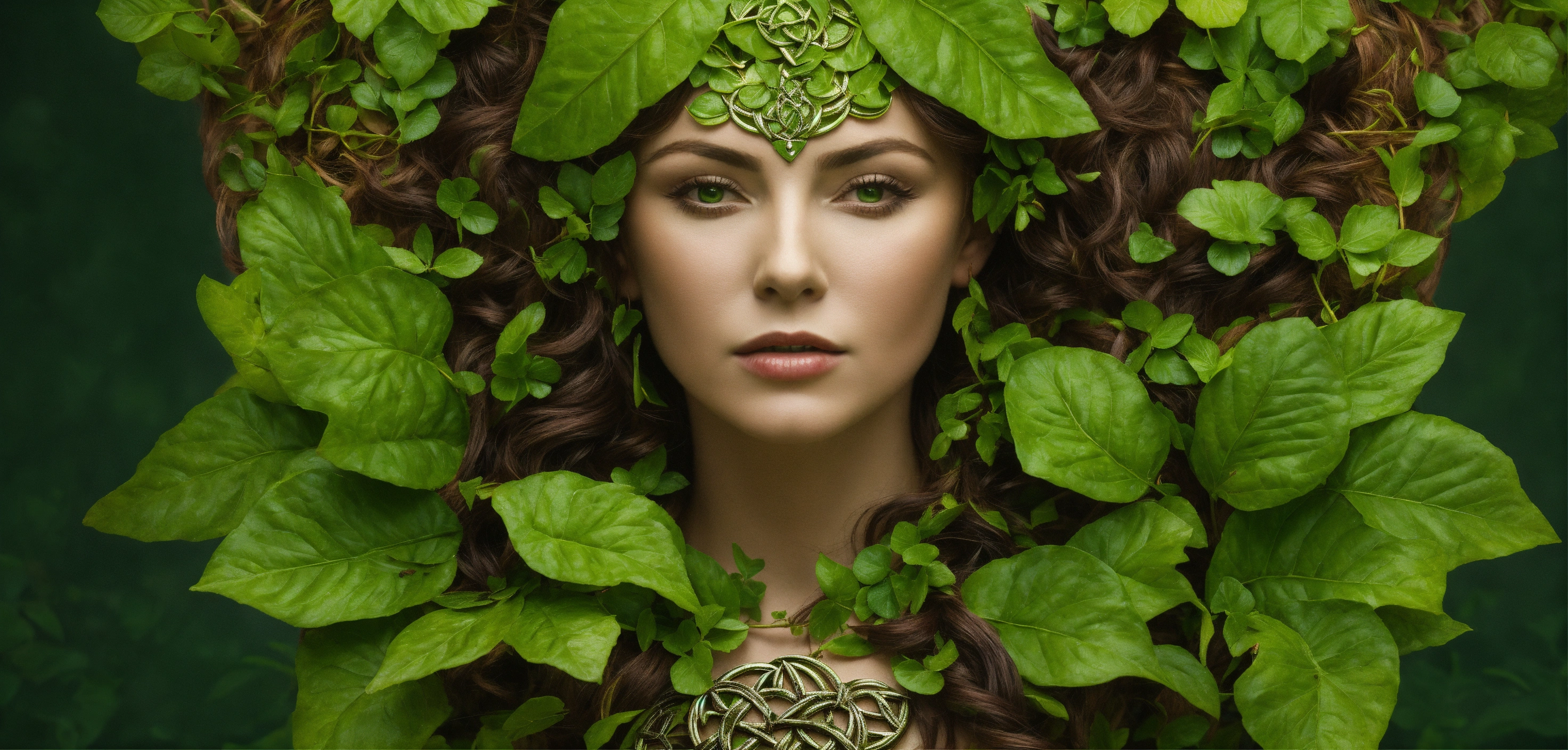 Lexica - The pagan celtic green woman with leaves, 8k