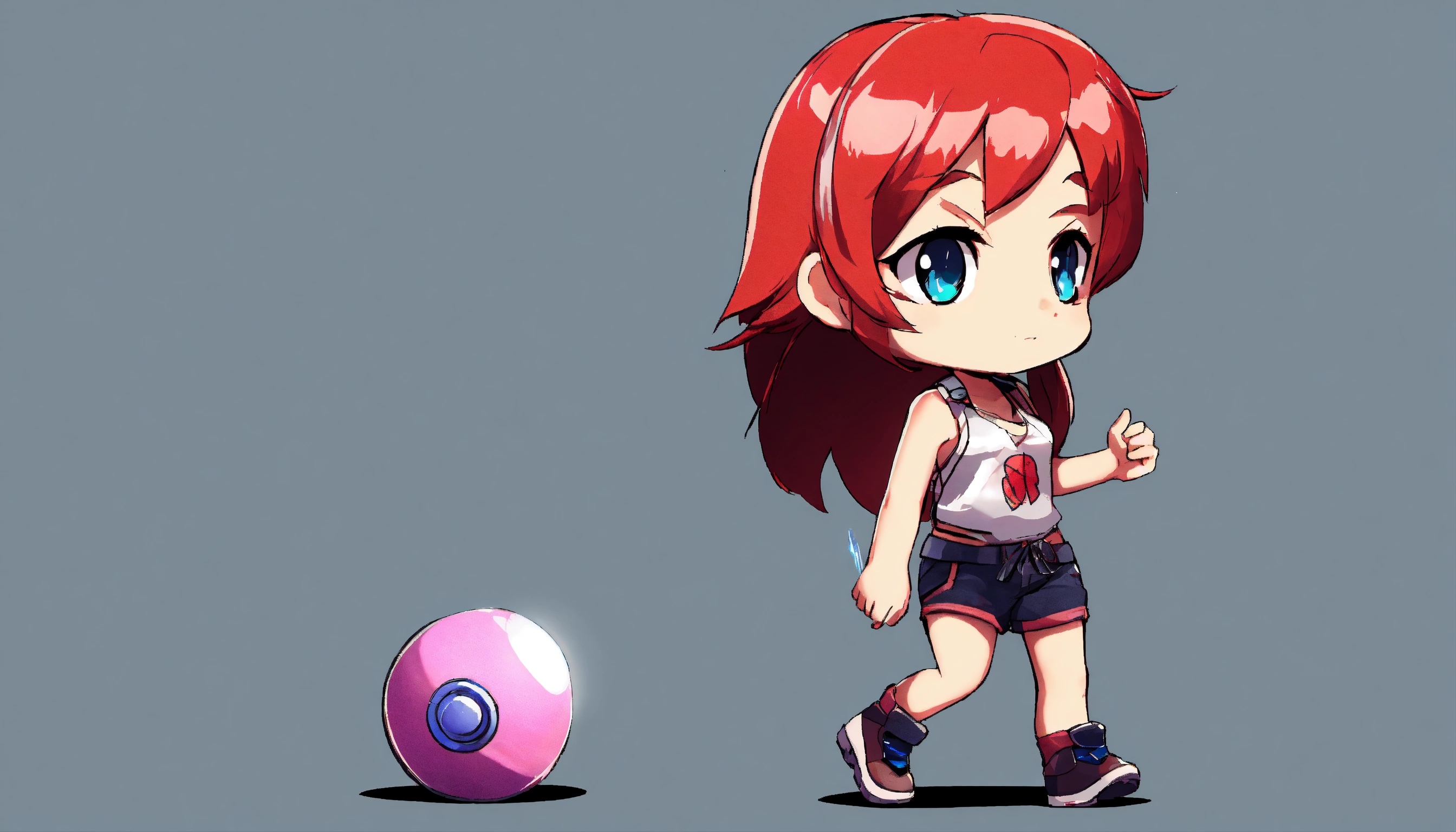 Lexica - Game art, girl, tank top, shorts, walking, (side view), full ...