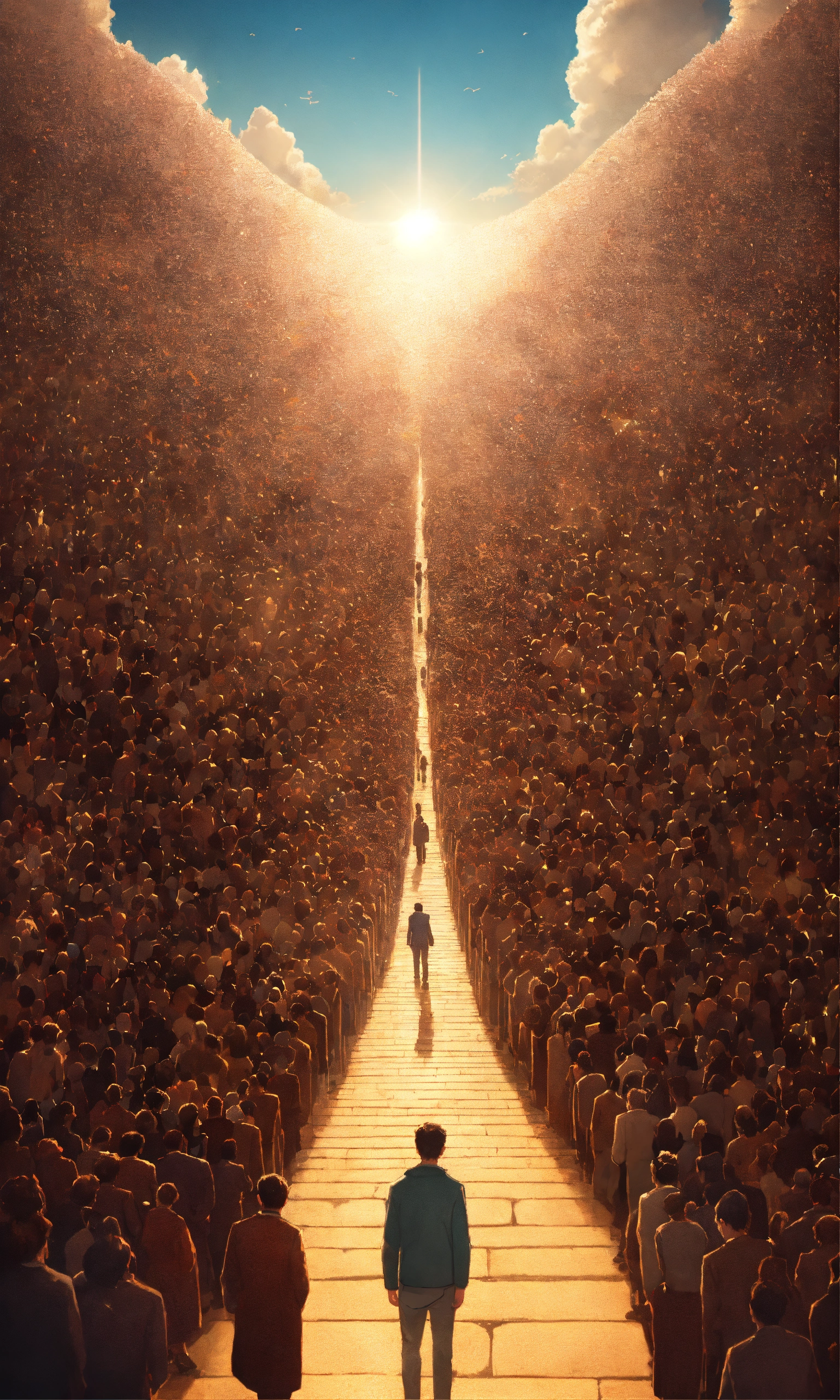 Lexica - Standing in the middle of a crowded path of people looking to ...