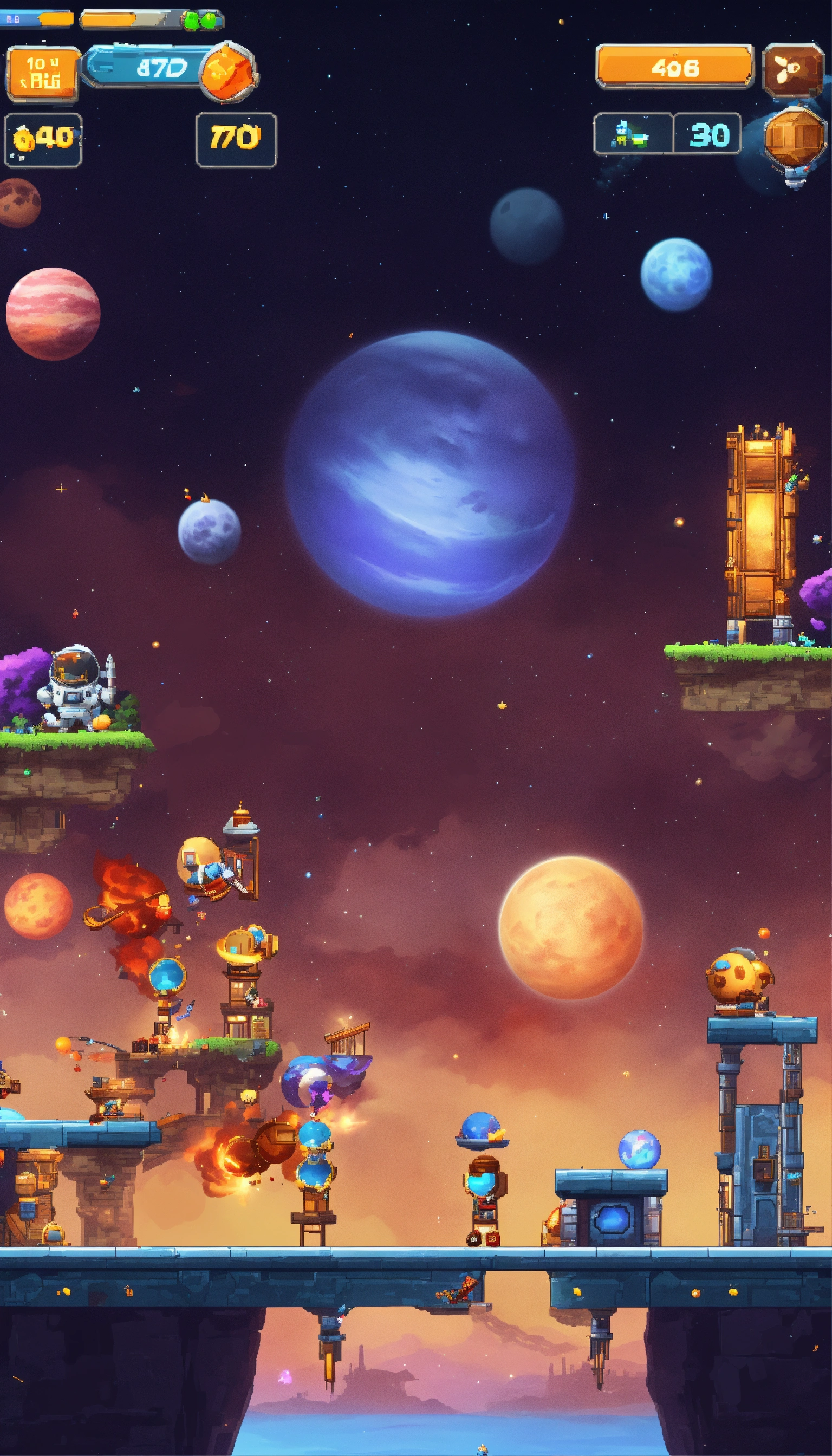 Lexica - 2d mobile platform game space with main platform