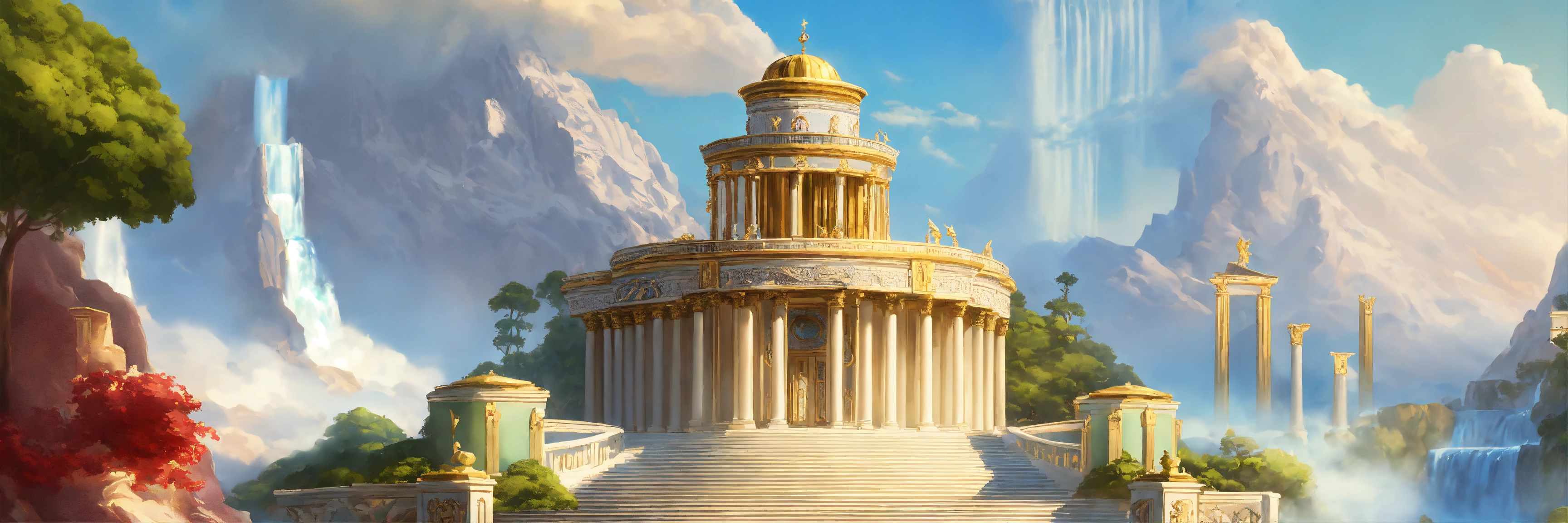 Lexica - Ancient greek mythological gods (with a little futurism), mount olympus, above the ...