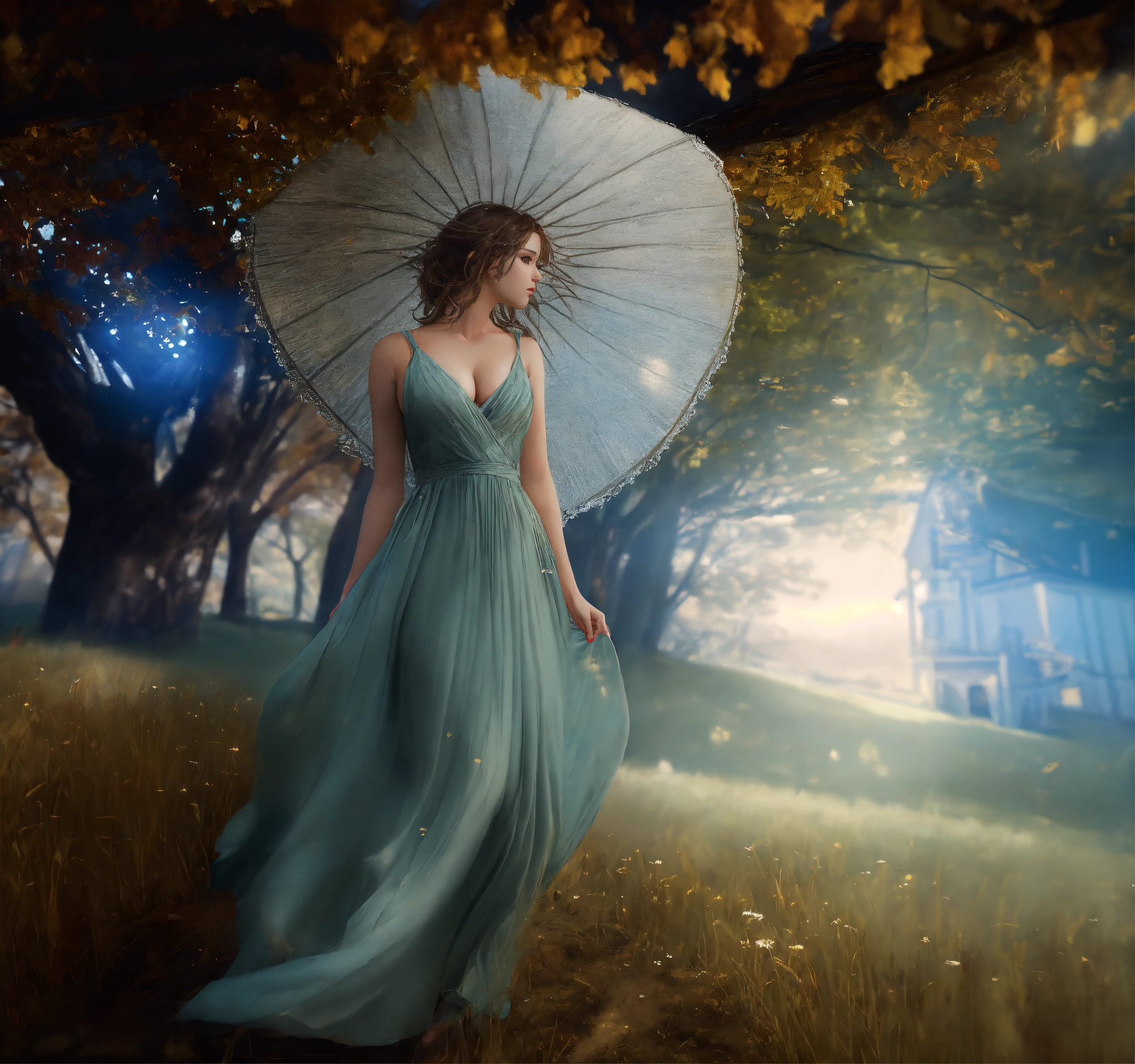 Lexica - Hyper realism, poetic, romantic, long dress, realistic shading ...
