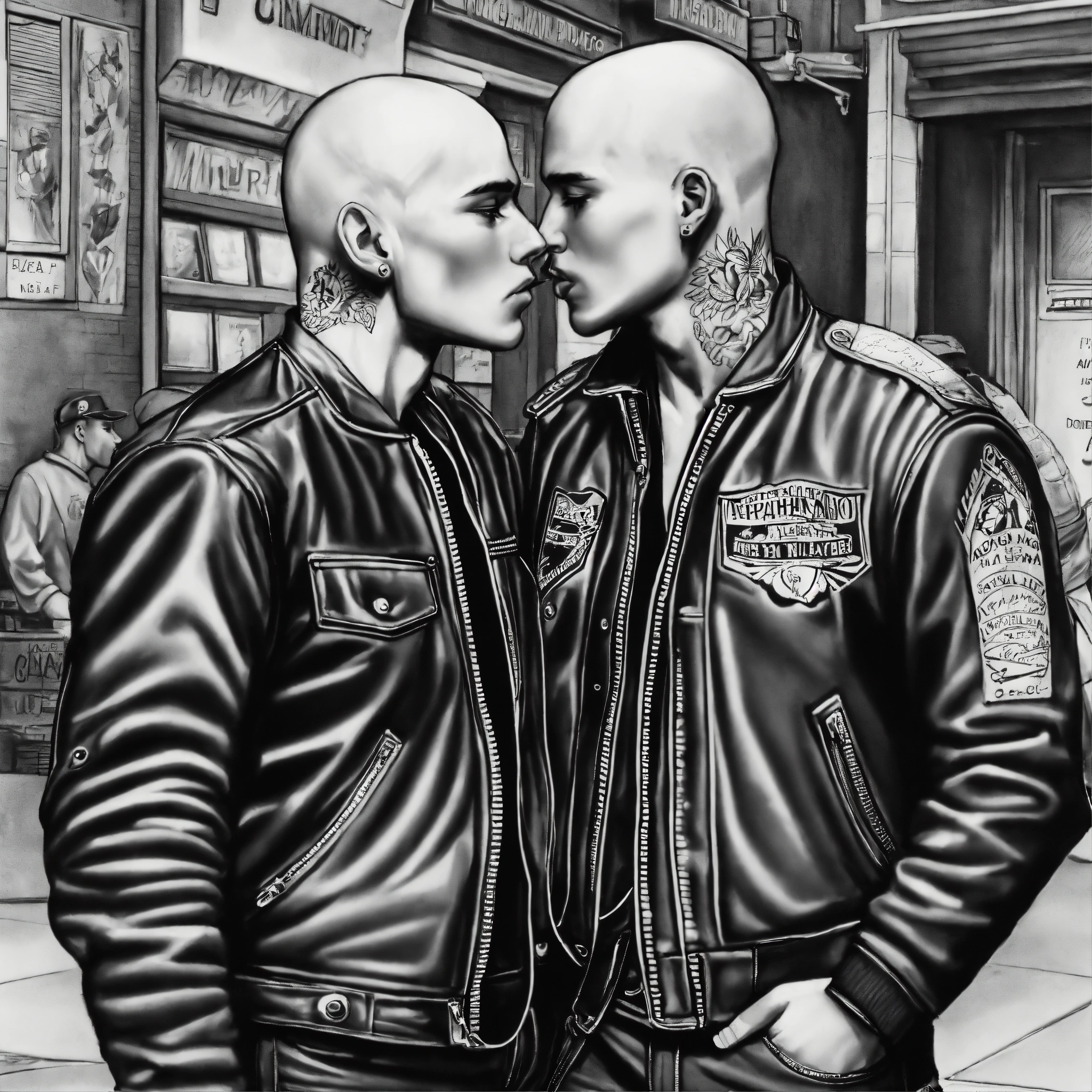 Lexica - Skinheads huggin and kissing each other, bald, close shaved ...