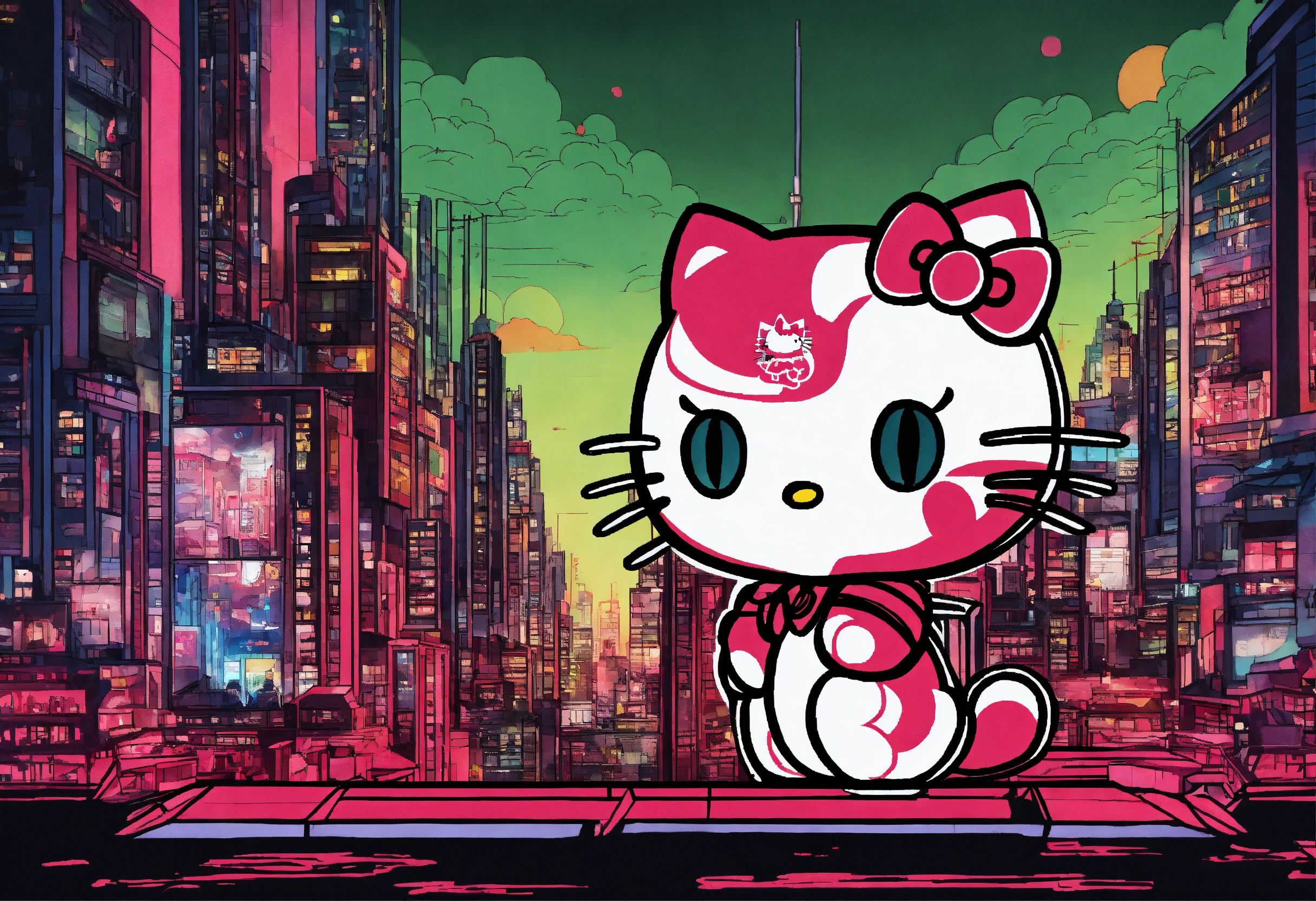 Lexica - Traditional hand-drawn animation of Hello Kitty and her ...