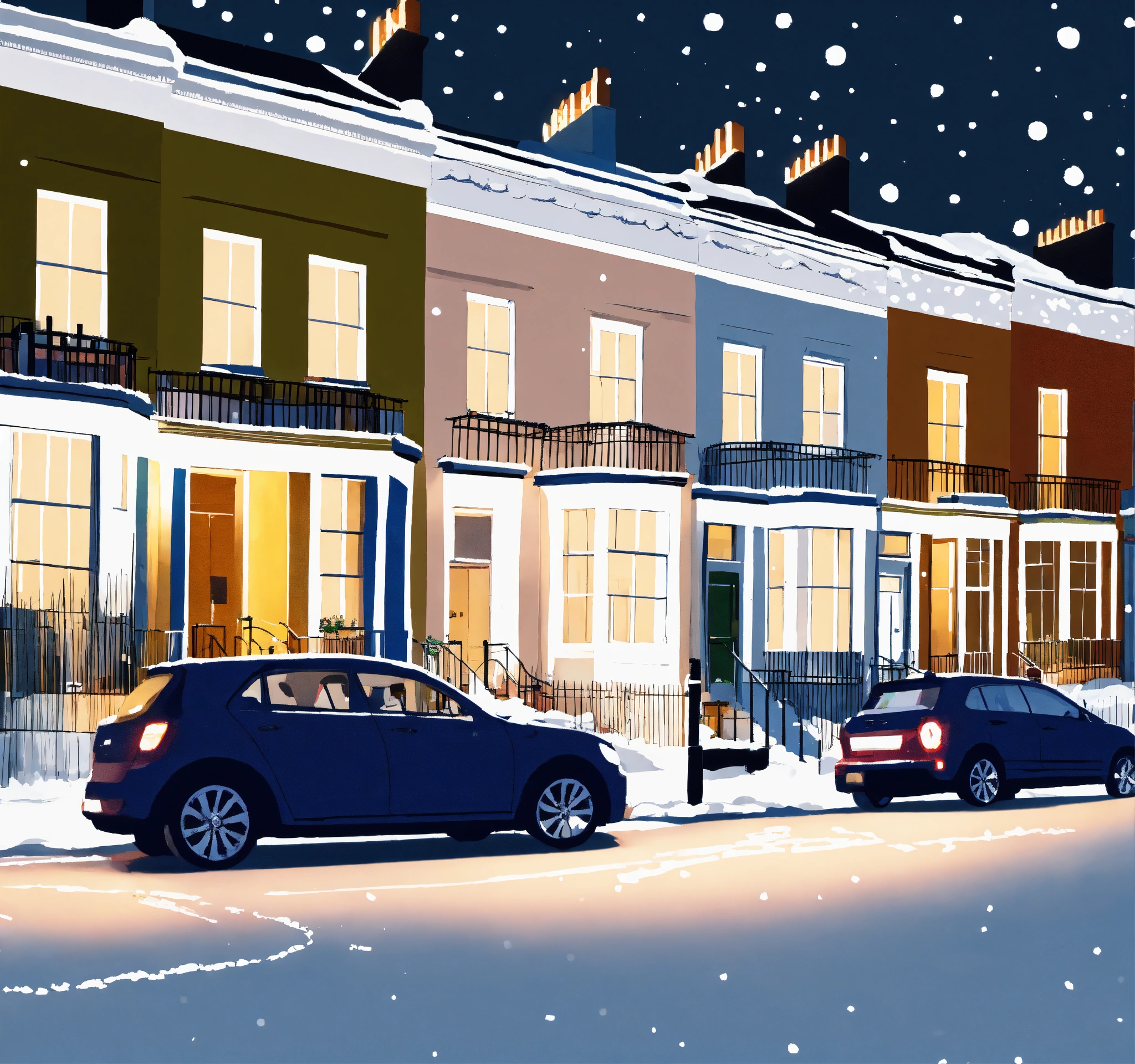 Lexica - Realistic illustration of five houses on a Notting Hill type ...
