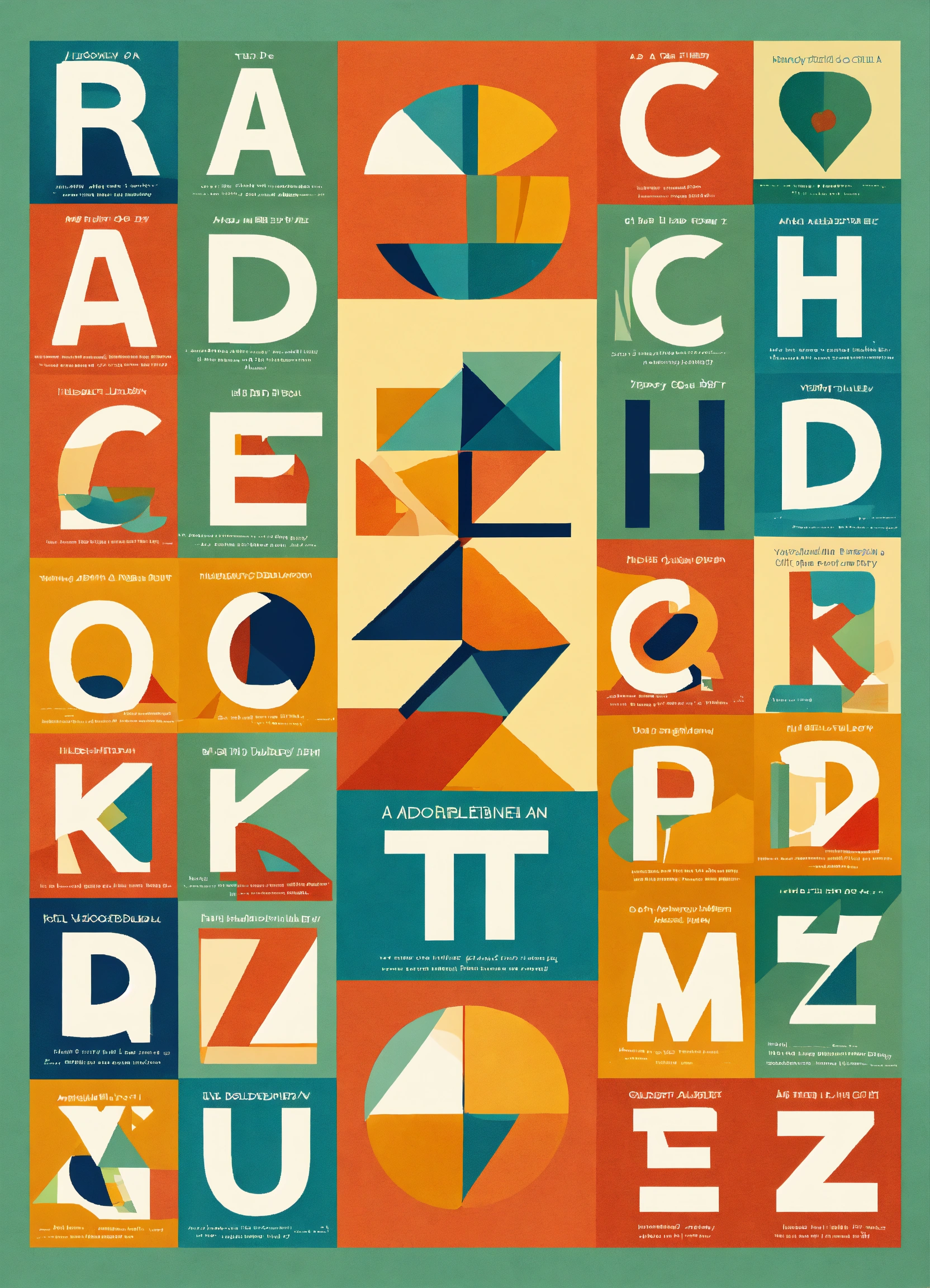 Lexica - Simplistic poster with alphabet letters A to Z for a toddler.