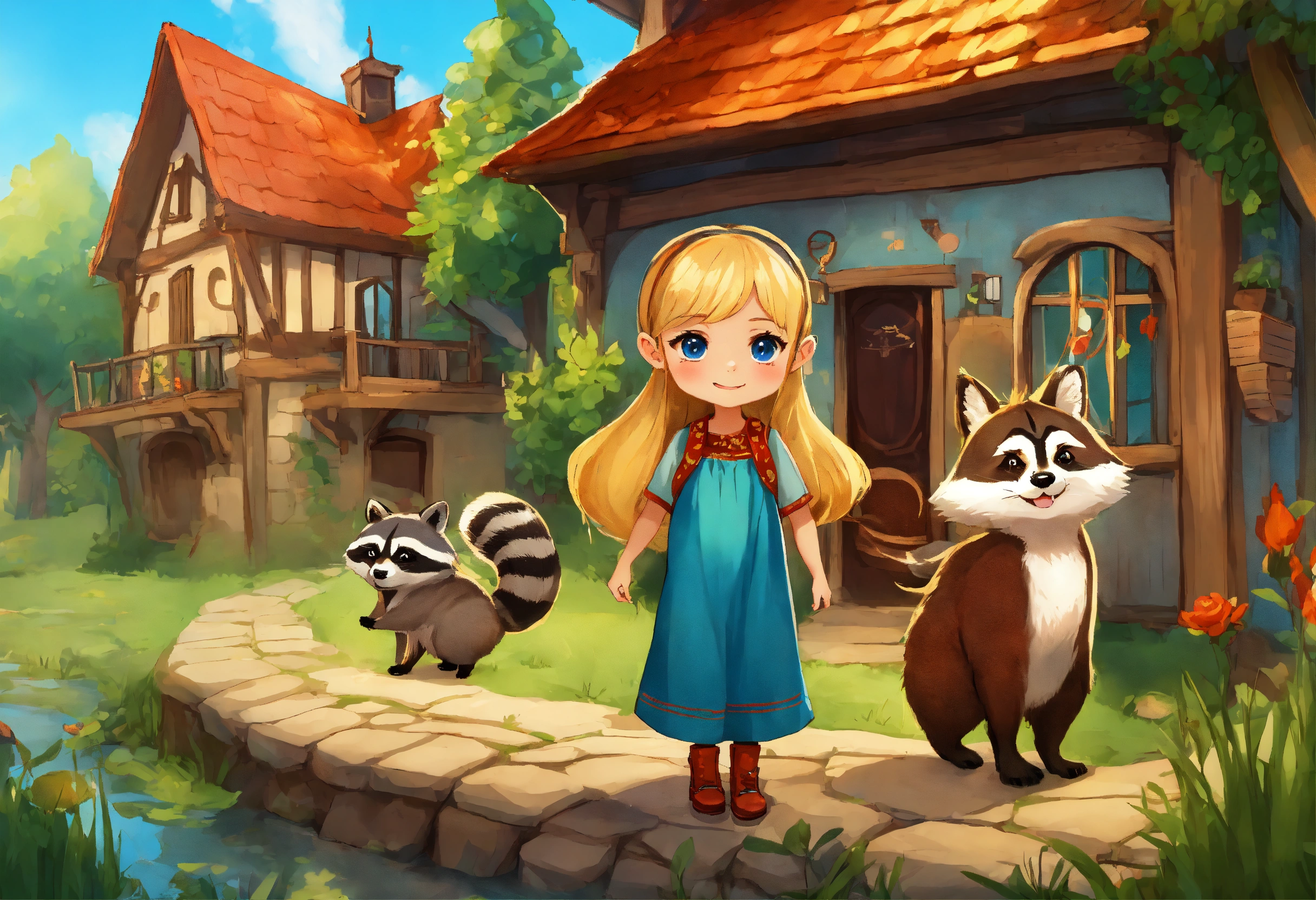 Lexica - Cartoon russian fairy taie style image little girl with long ...