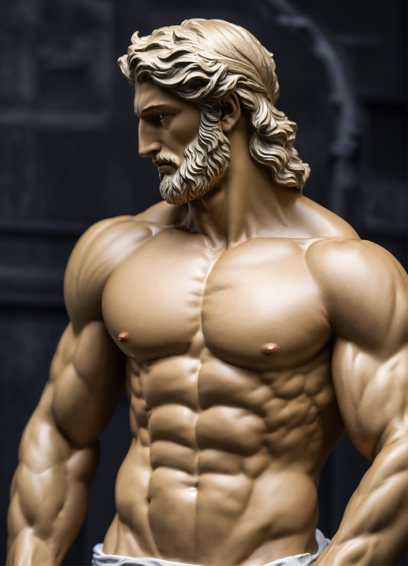 Lexica - Modern muscular greek god statue with middelparting hair with ...