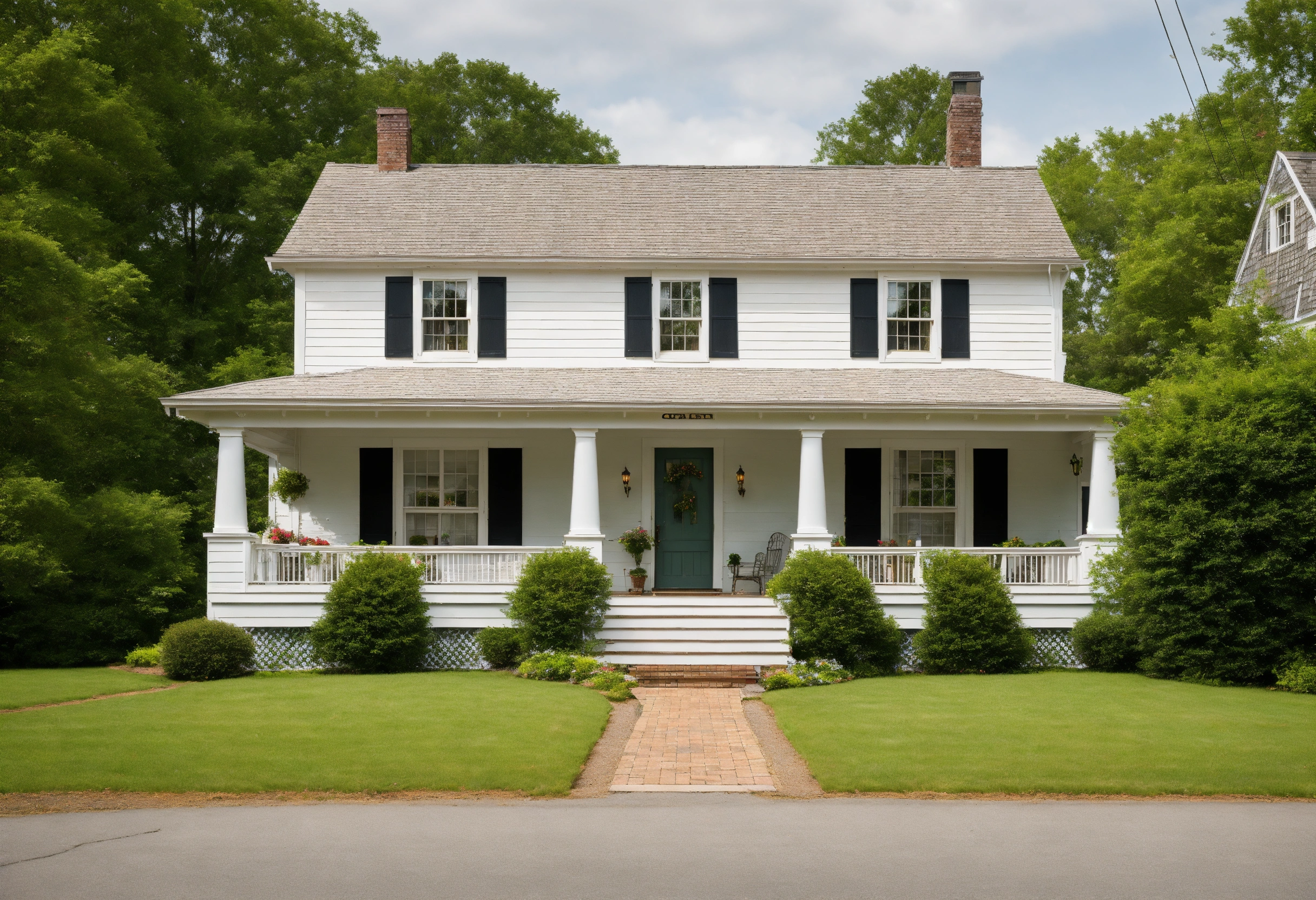 Lexica - Early 20th century white clapboard center entry colonial house ...