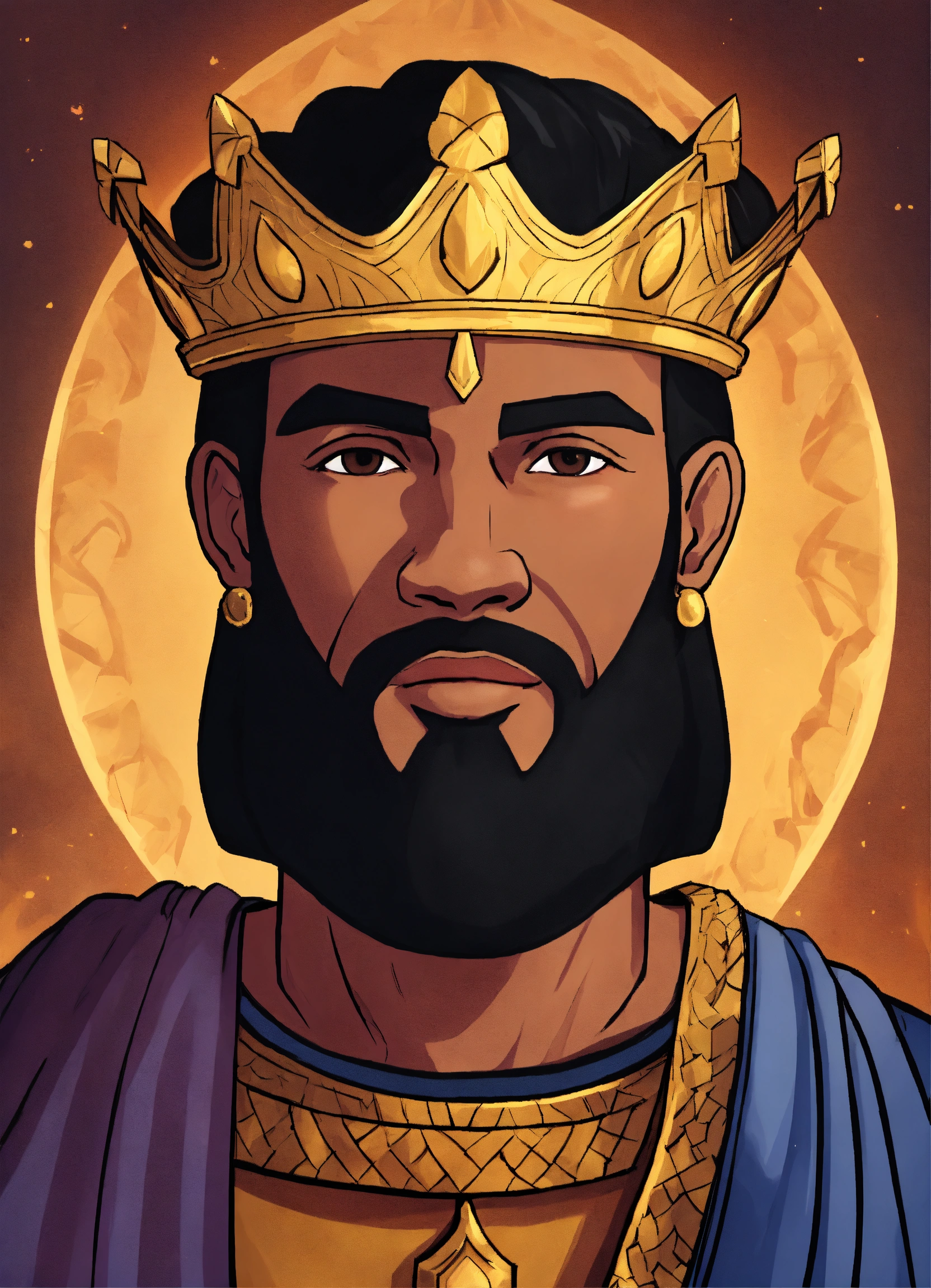 Lexica - 25 year old king ahaz from the bible, 2d cartoon, face closeup