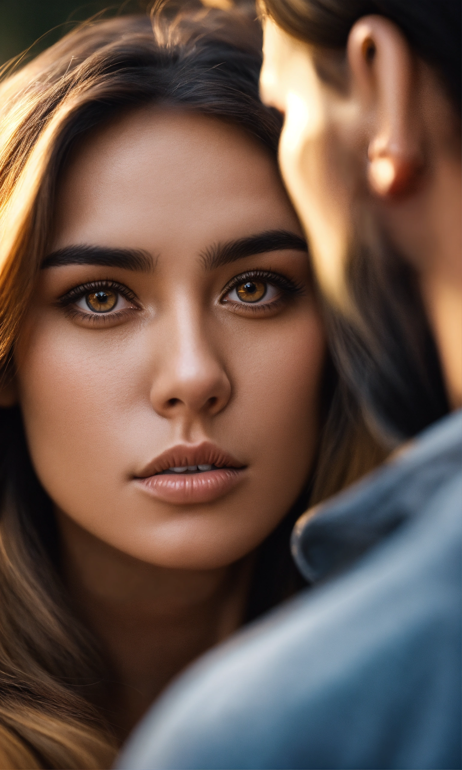 Lexica - Cinematic photo man looking intensely into woman's beautiful ...