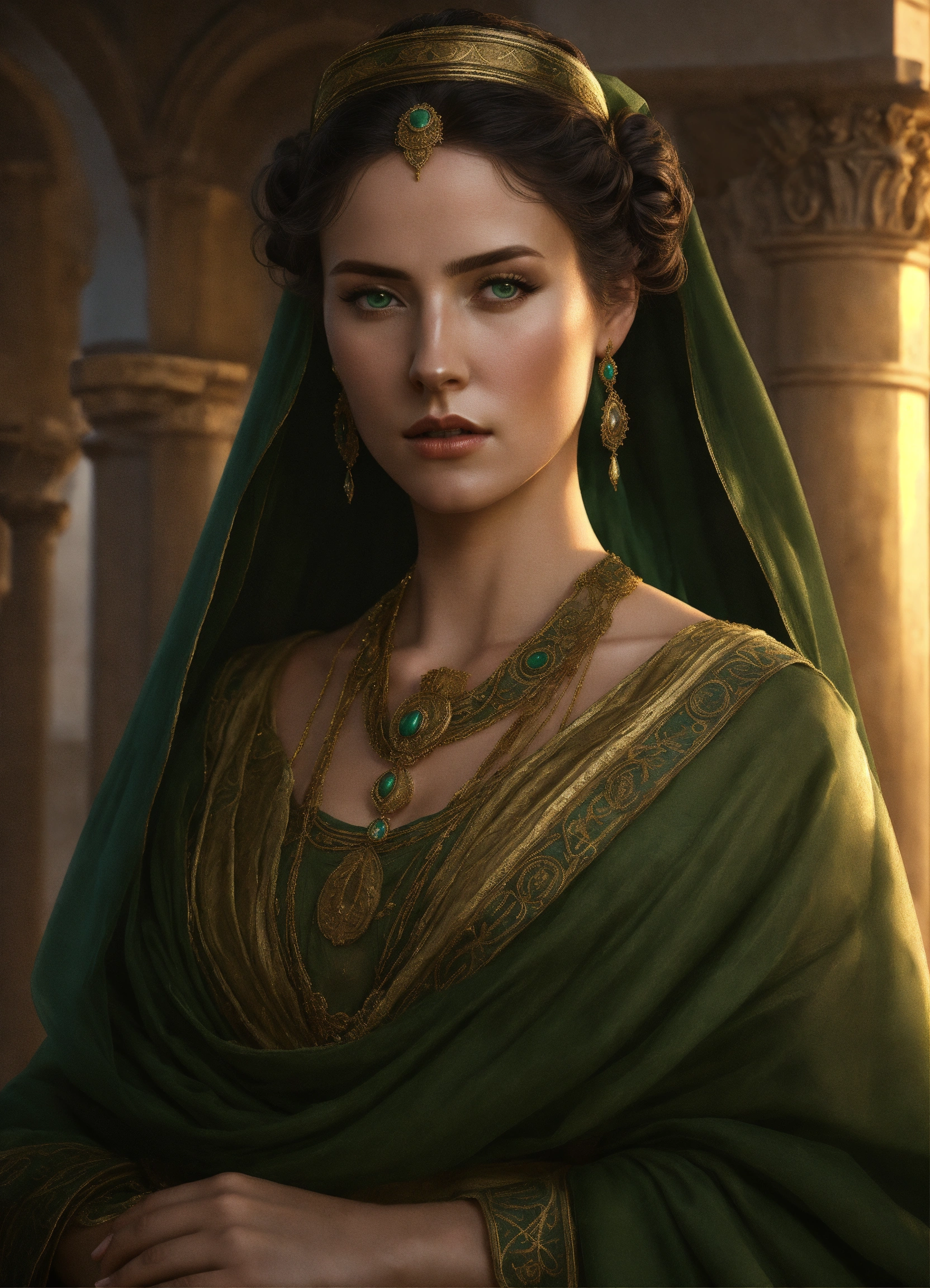 Lexica - A noble roman woman with dark hair and dark green eyes, hair ...