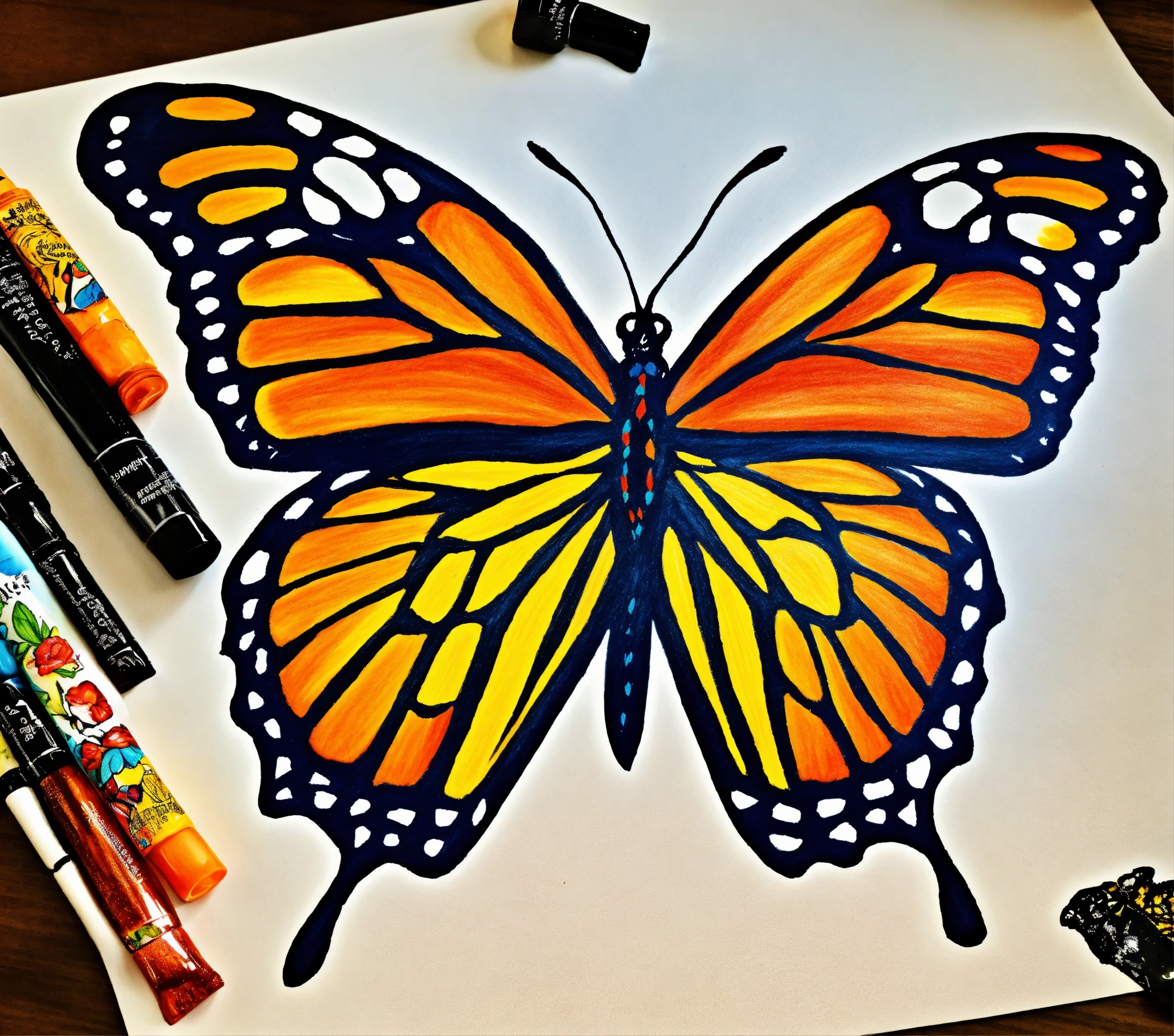 Lexica - Create a drawing of a woman’s face with a monarch butterfly ...