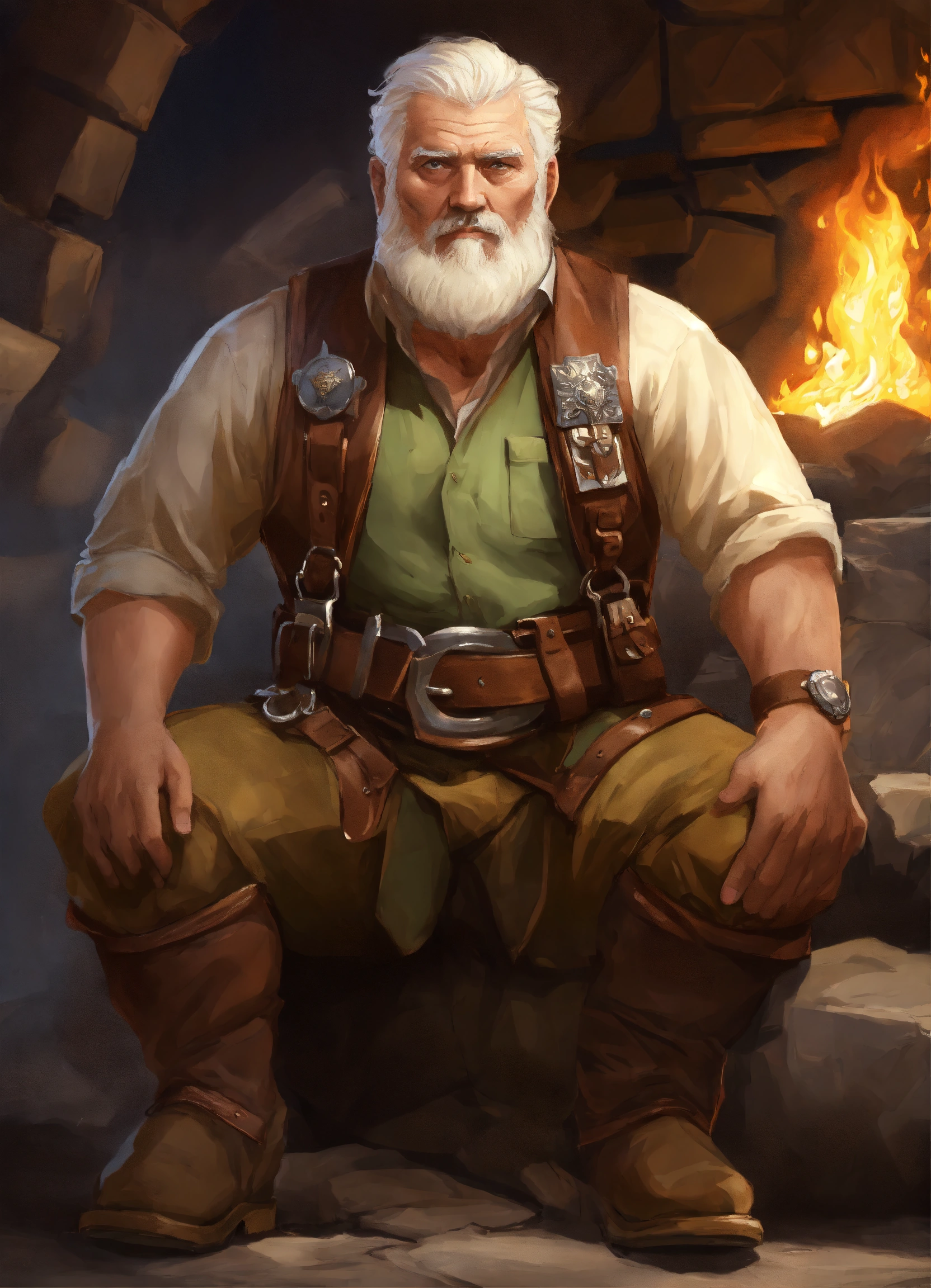 Lexica - Heavy set older man with platinum blonde hair manager foreman ...