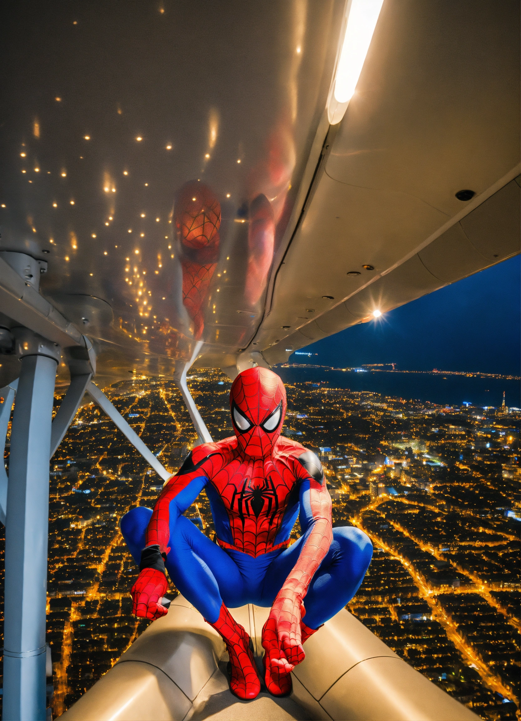 Lexica - Spiderman poses on the world's largest plane on a clear ...