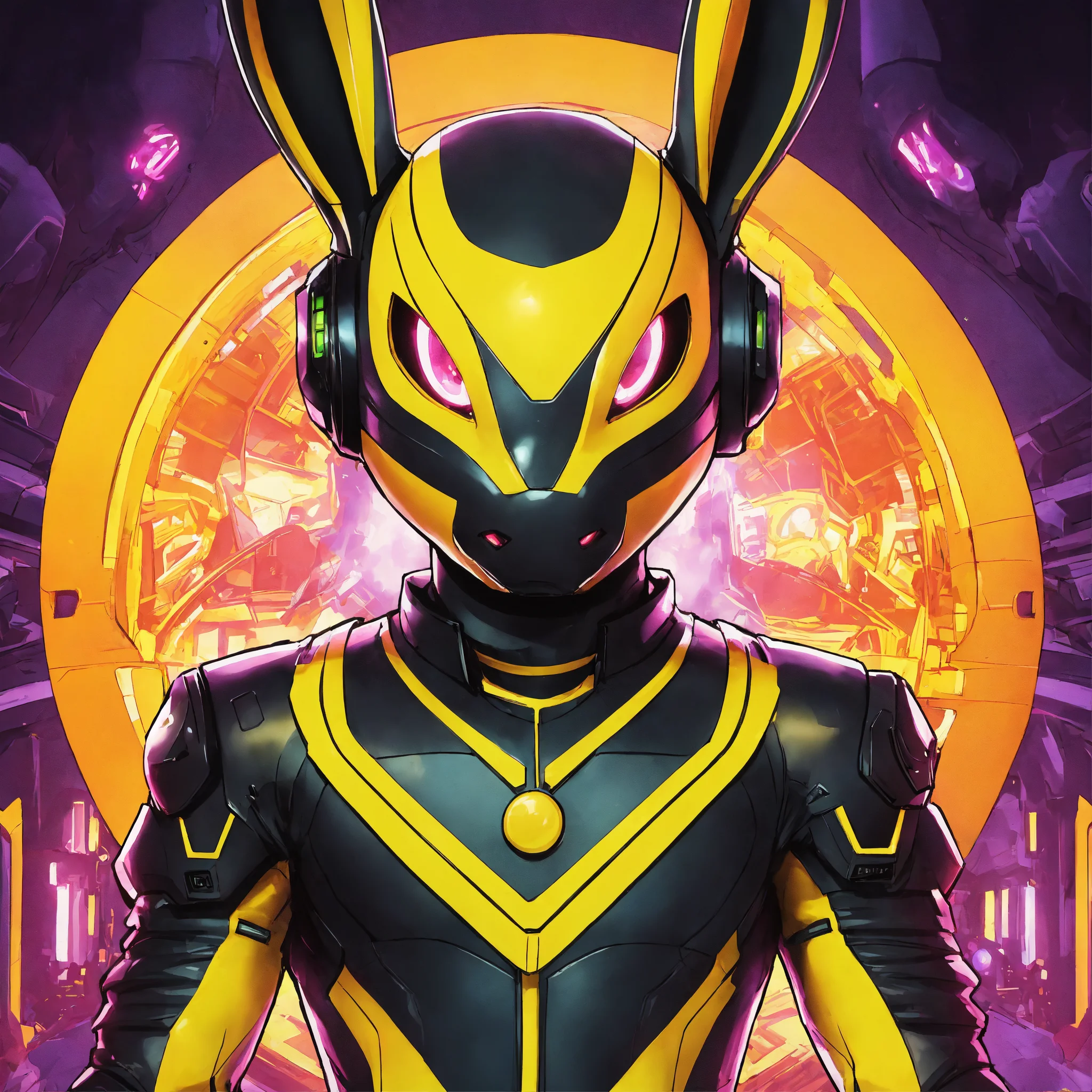 Lexica - Anthropomorphic lagomorph Ace Bunny wears black yellow exosuit ...