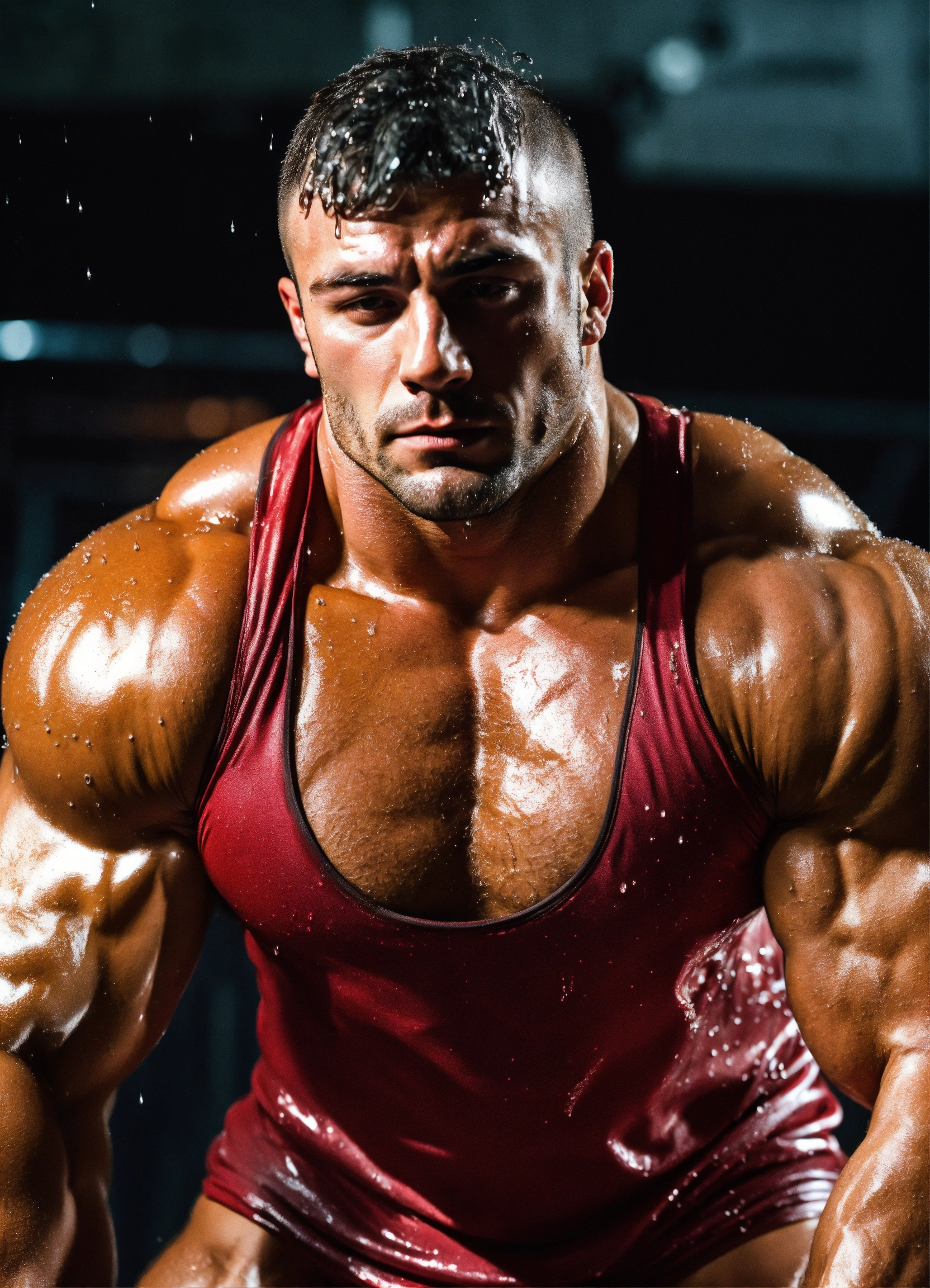 Lexica - Sweaty muscle bound heavyweight Italian bodybuilder wrestler ...