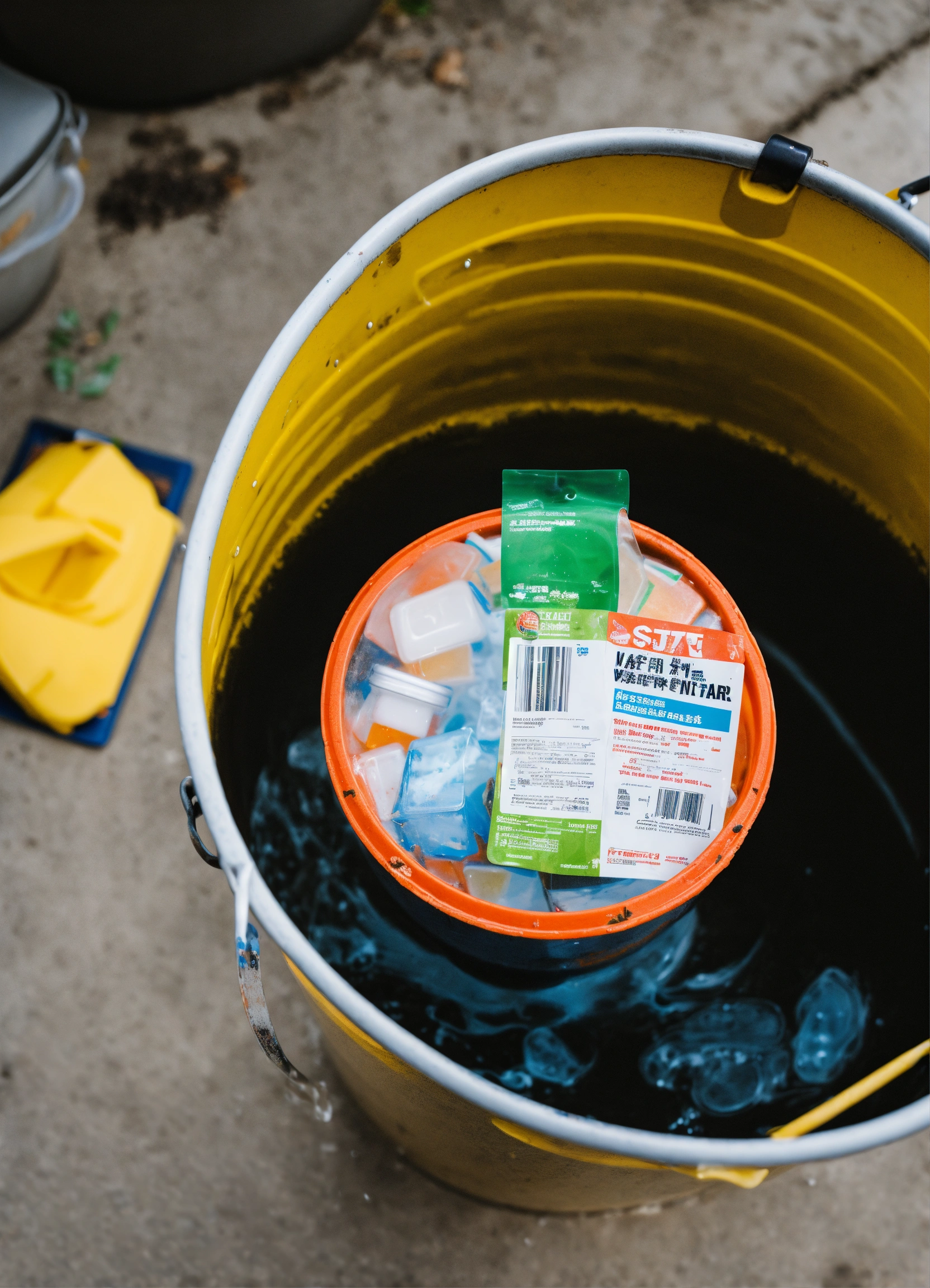 Lexica - Sticker in a bucket filled half with water
