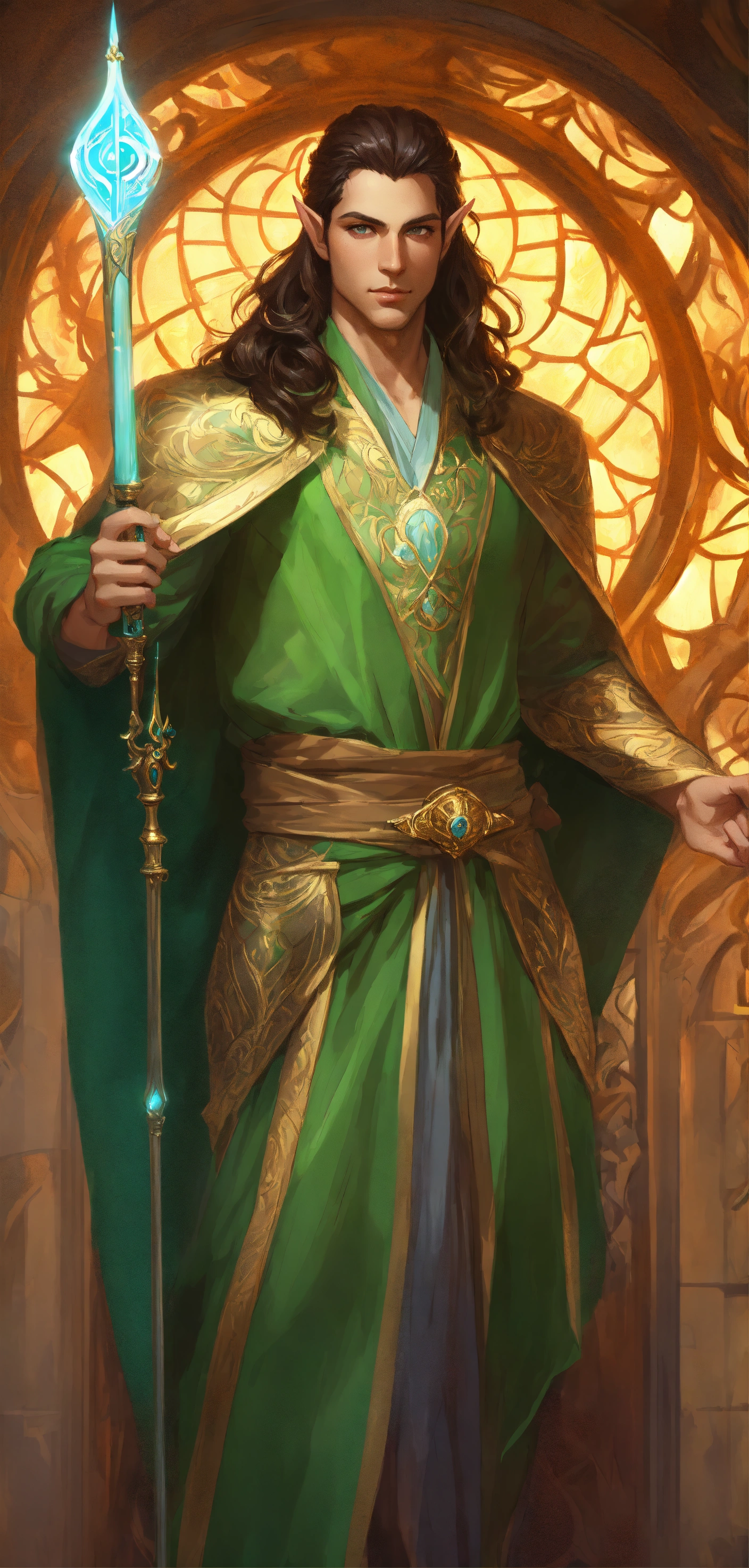 Lexica - Handsome Persian Male Elf Wizard with magical wand, high ...