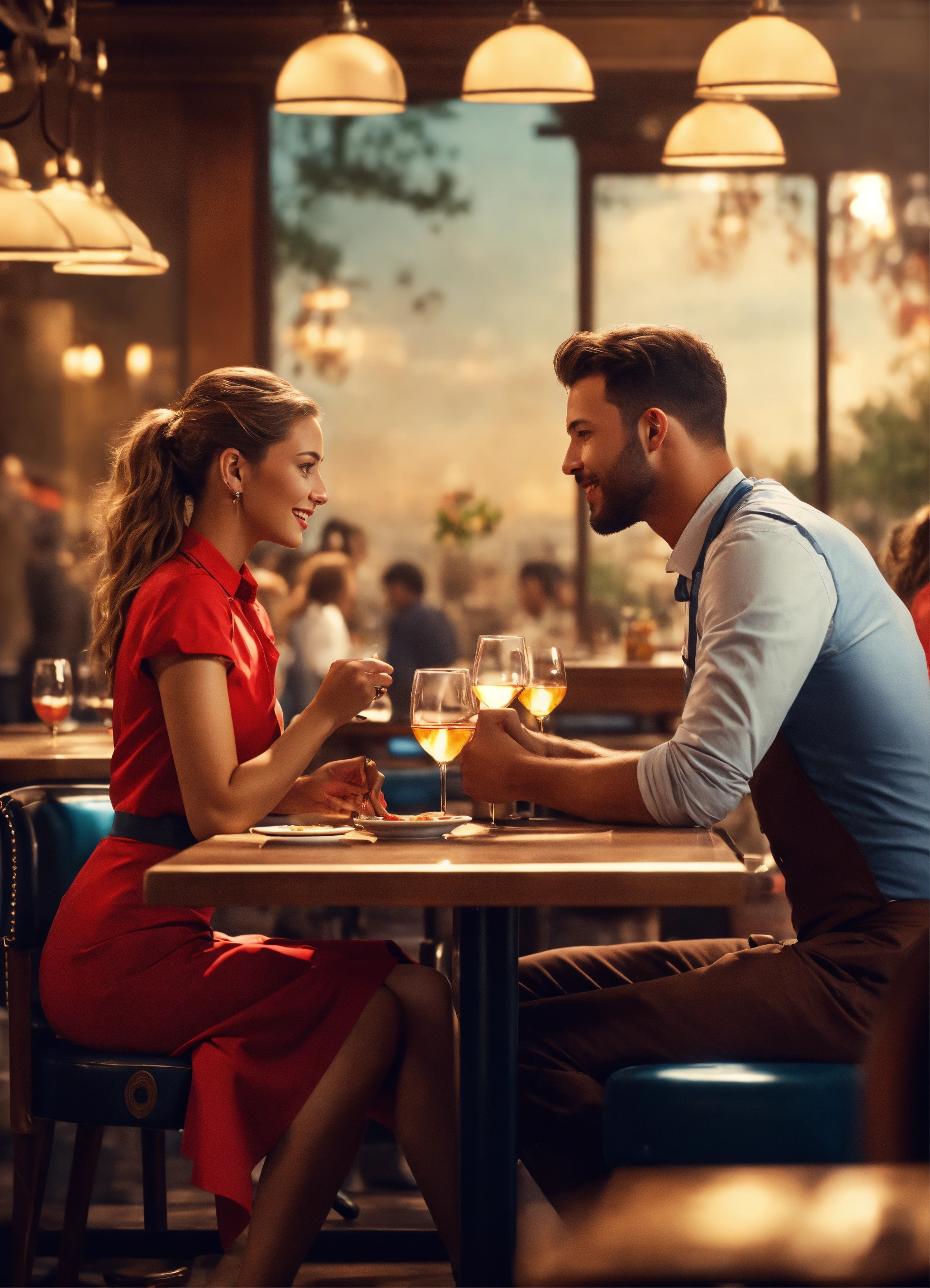 Lexica - Cinematic photo man flirting with waitress, high definition ...