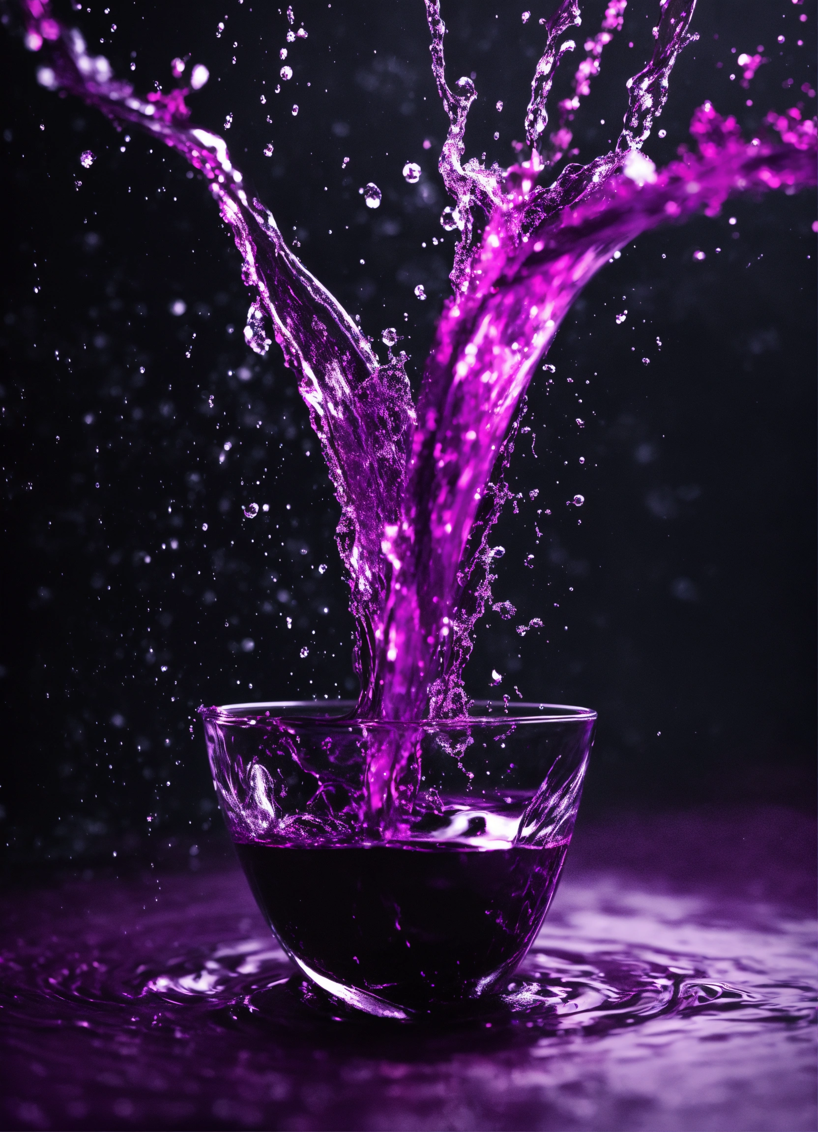 Lexica - Splash art water, black purple theme, 8k