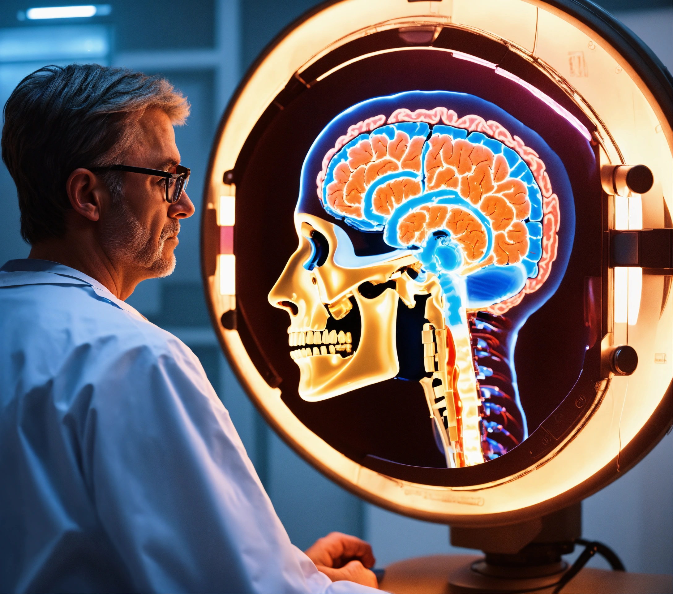 Lexica - A doctor looks at an MRI scan, He has a bionic brain instead ...