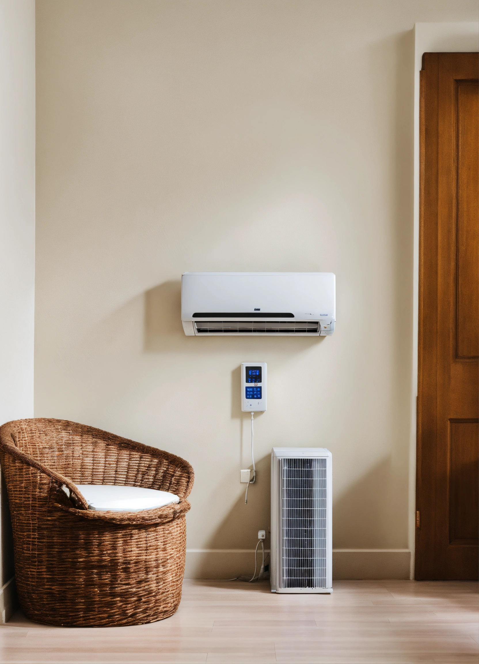 Lexica - Photo of an expensive air small conditioner on a white wall in ...