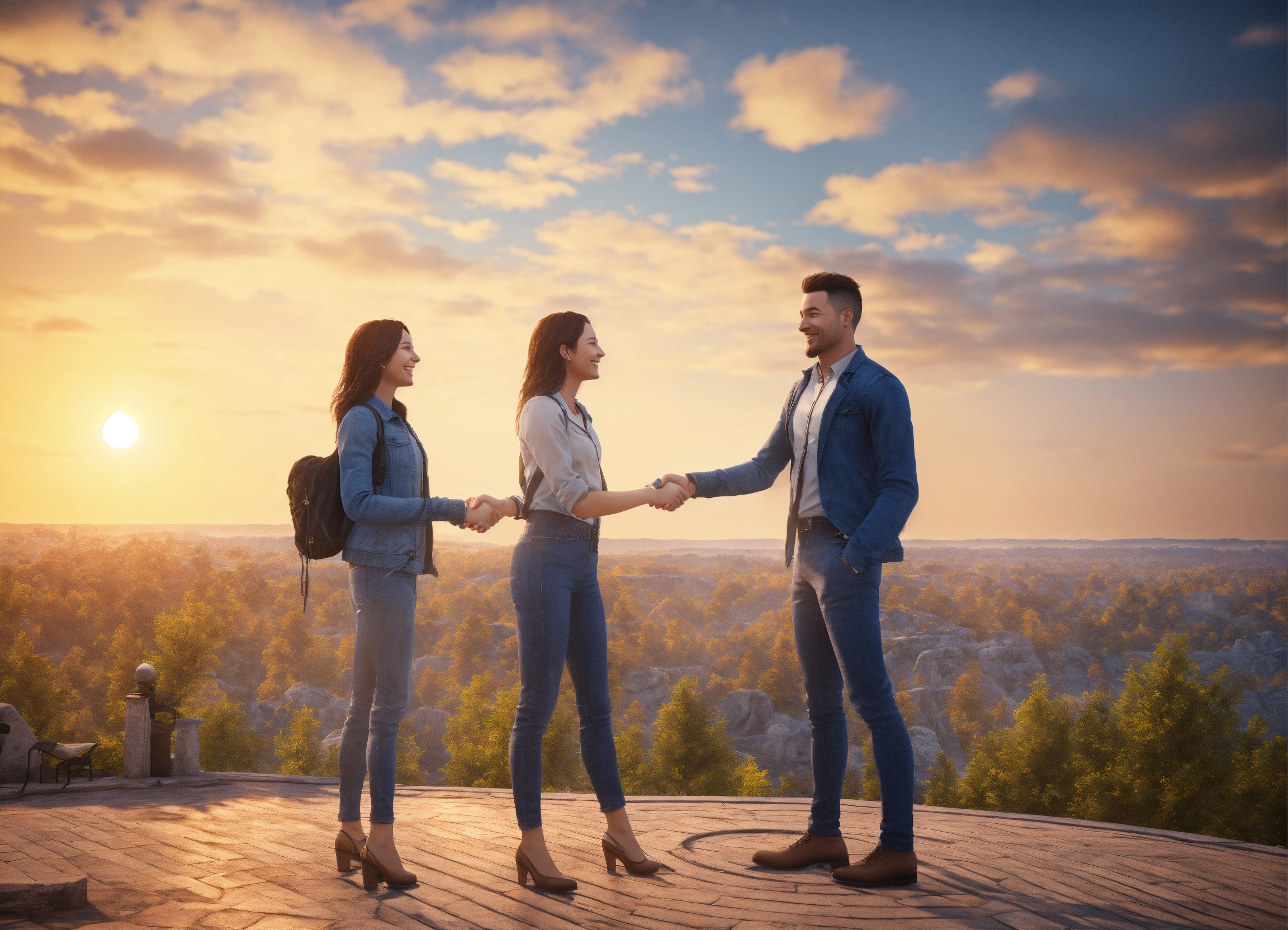 Lexica - Two happy beautiful people in full height, who get acquainted ...