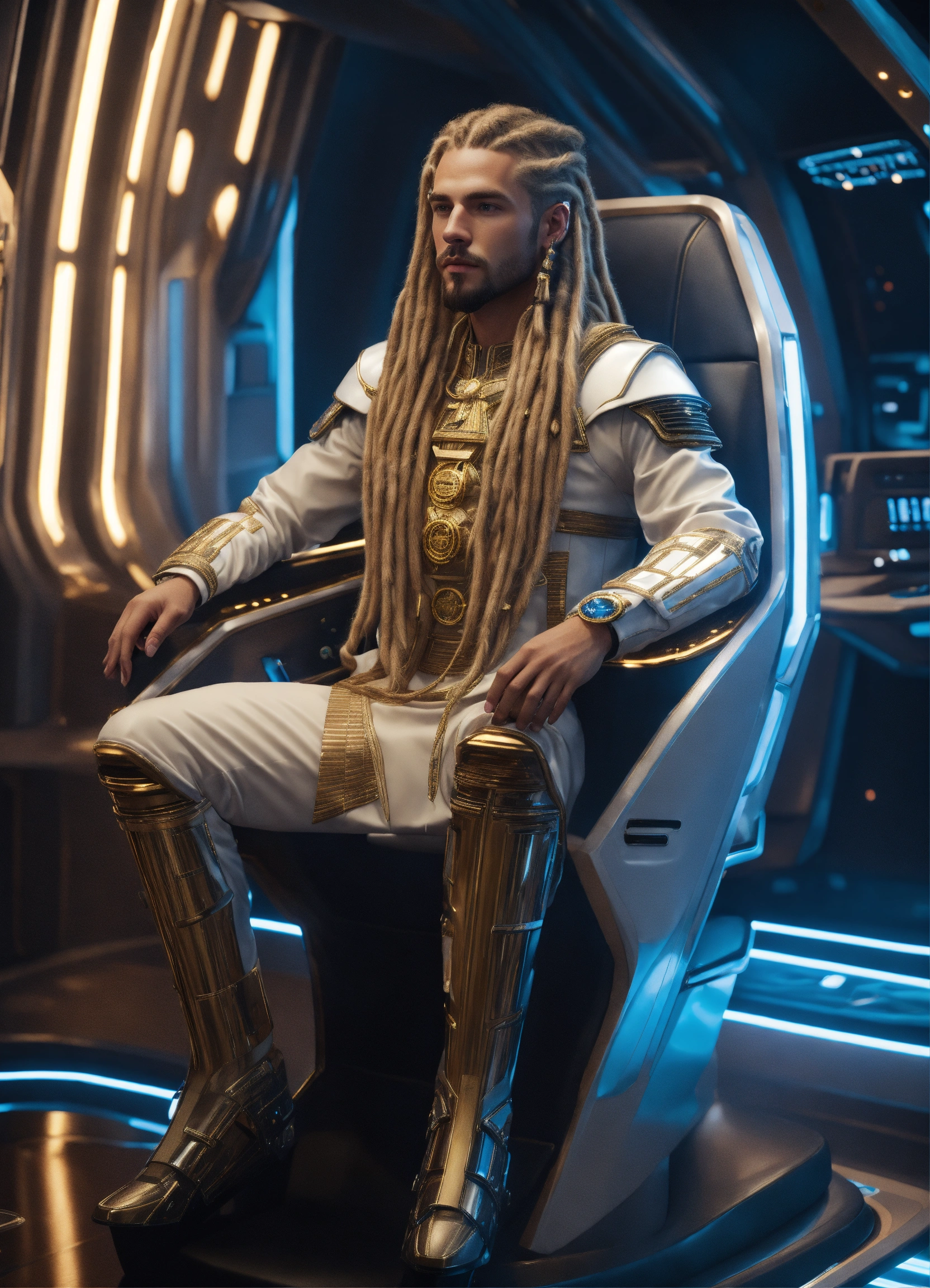 Lexica - Zoom out full body of a Caucasian male with long blonde dread ...