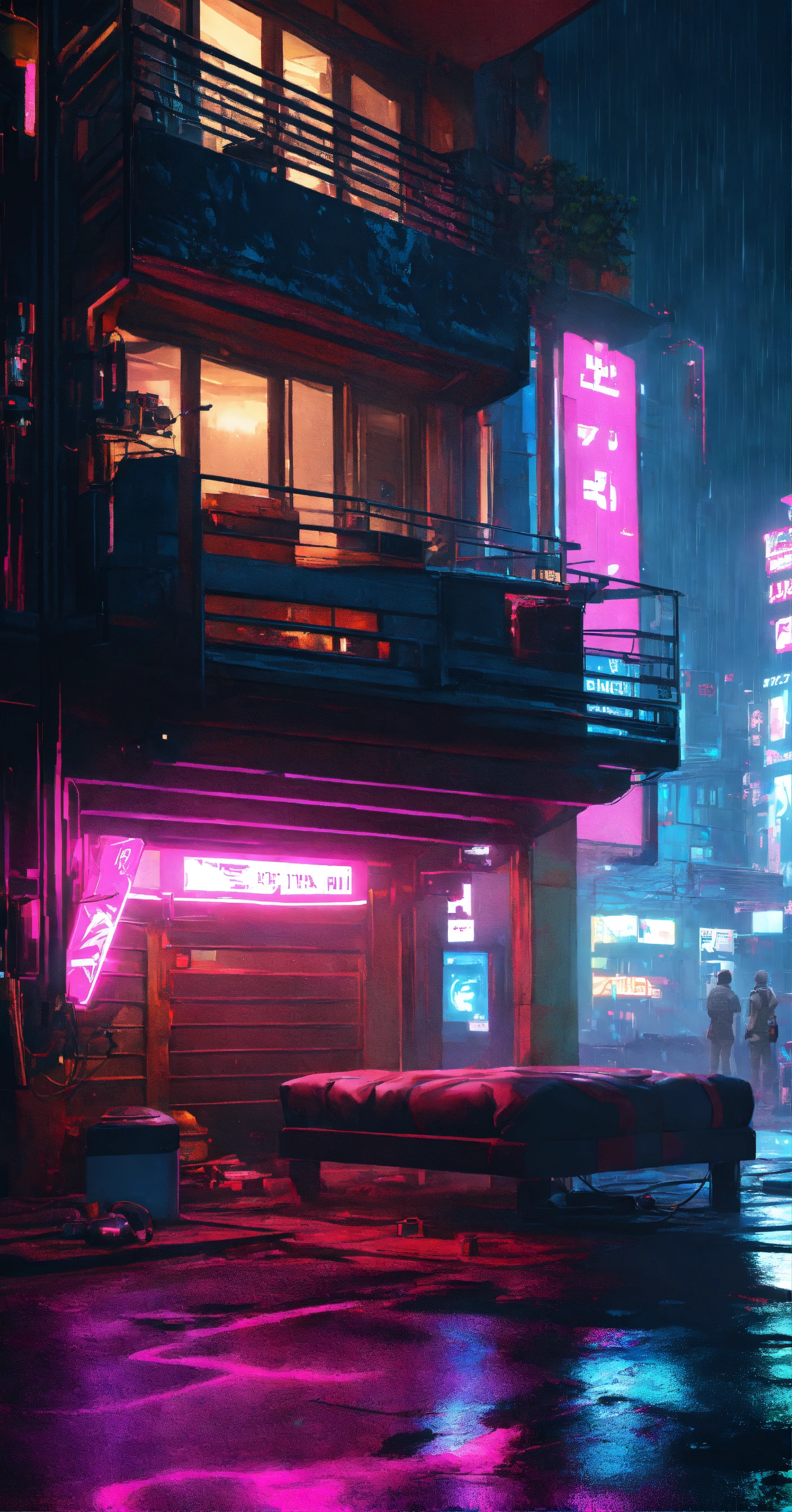 Lexica - 8k, cyberpunk , bedroom balcony , gaming pc setup, on dystopic ...