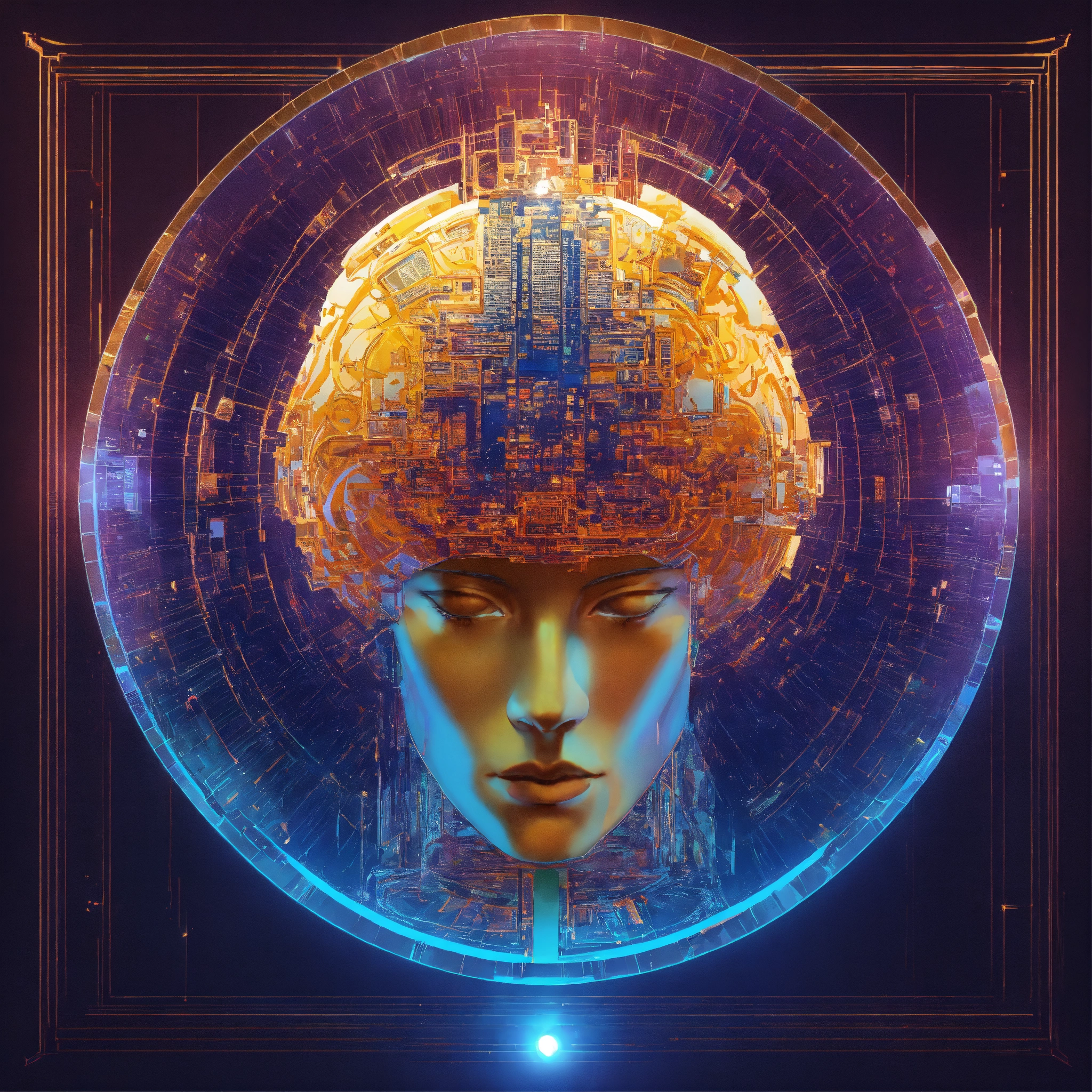 Lexica - Moebius-style emblem of human cognitive processing, pixel-perfect