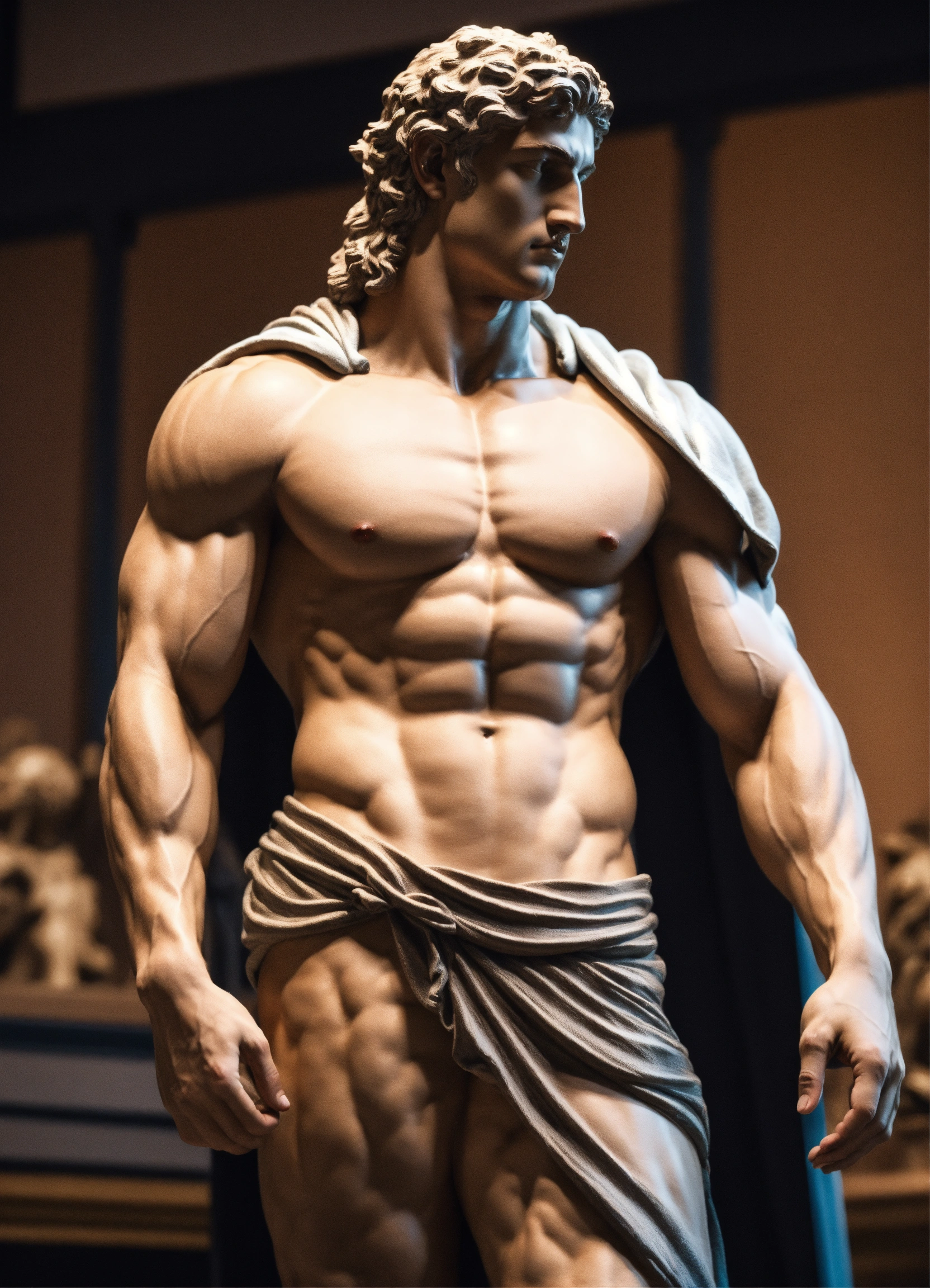 Lexica - Simple muscular greek god statue with middelparting hair with ...