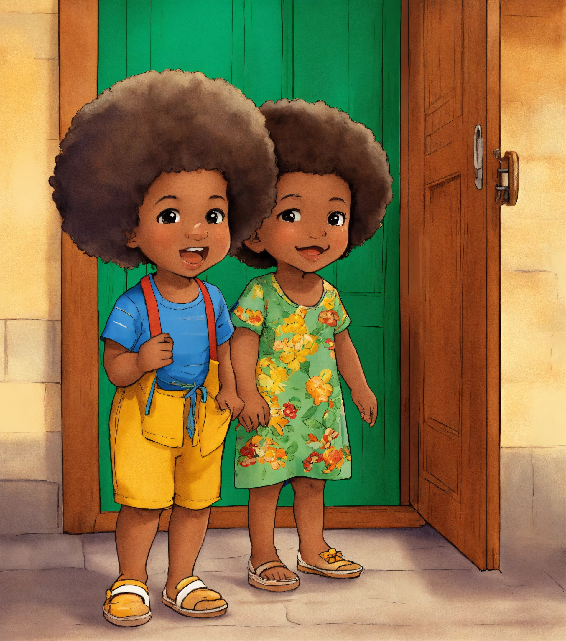 Lexica - A cartoon of two 3-year-old Caribbean cousins in Montserrat ...