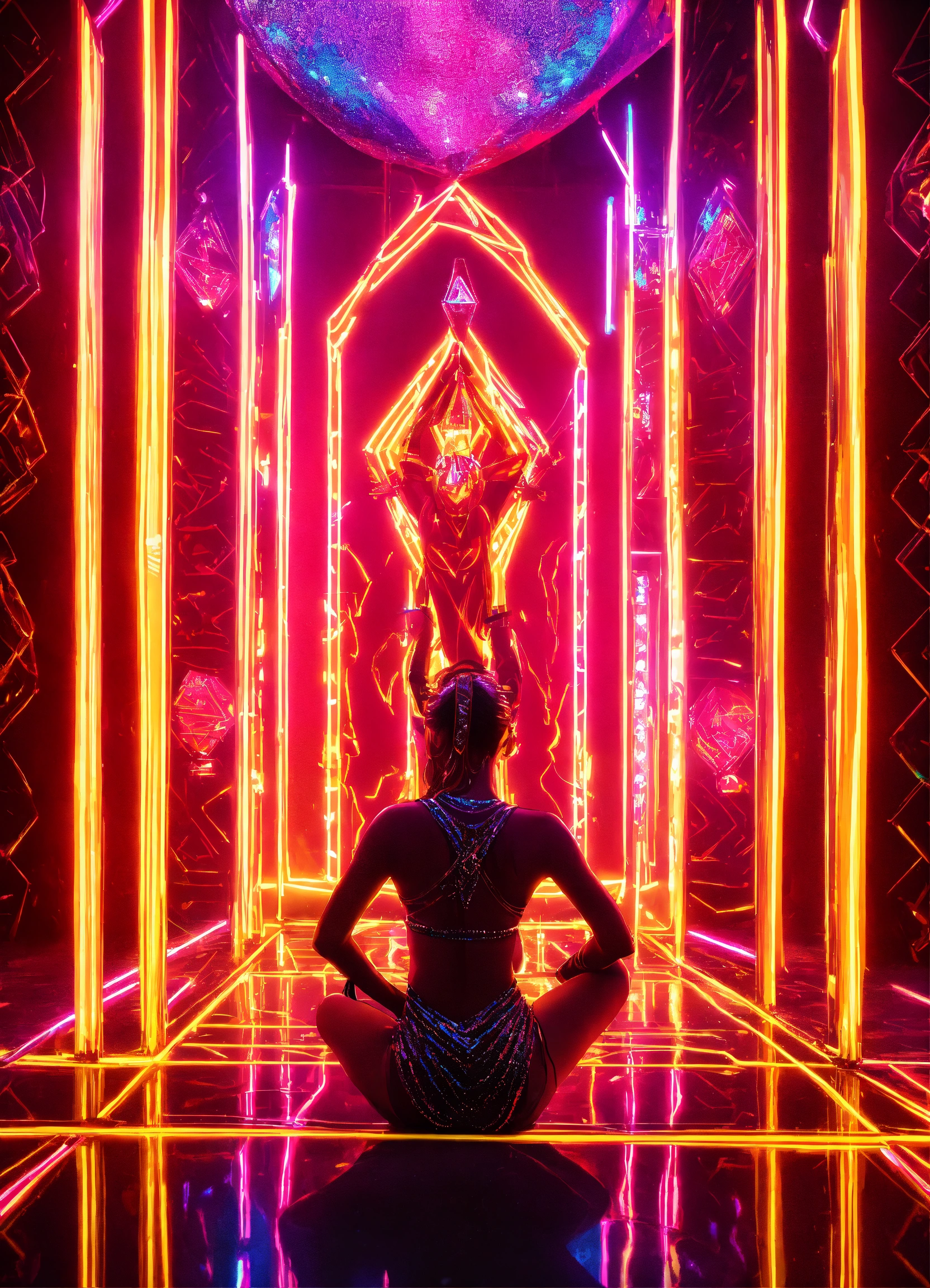 Lexica - Futuristic Rave Queen dancing in diamond and shimmer black ...