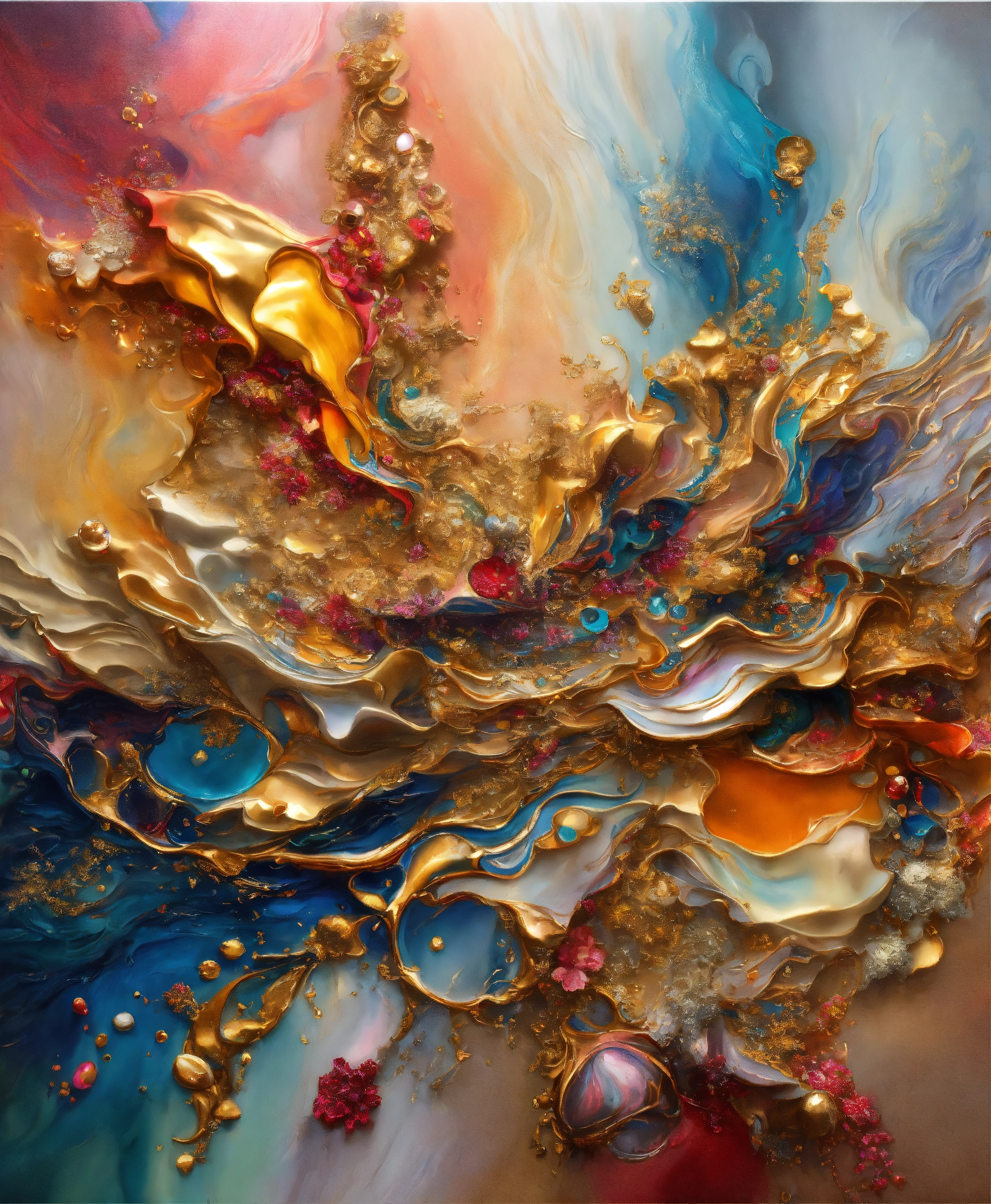 Lexica - Colorful abstract painting oil and water complex complicated ...