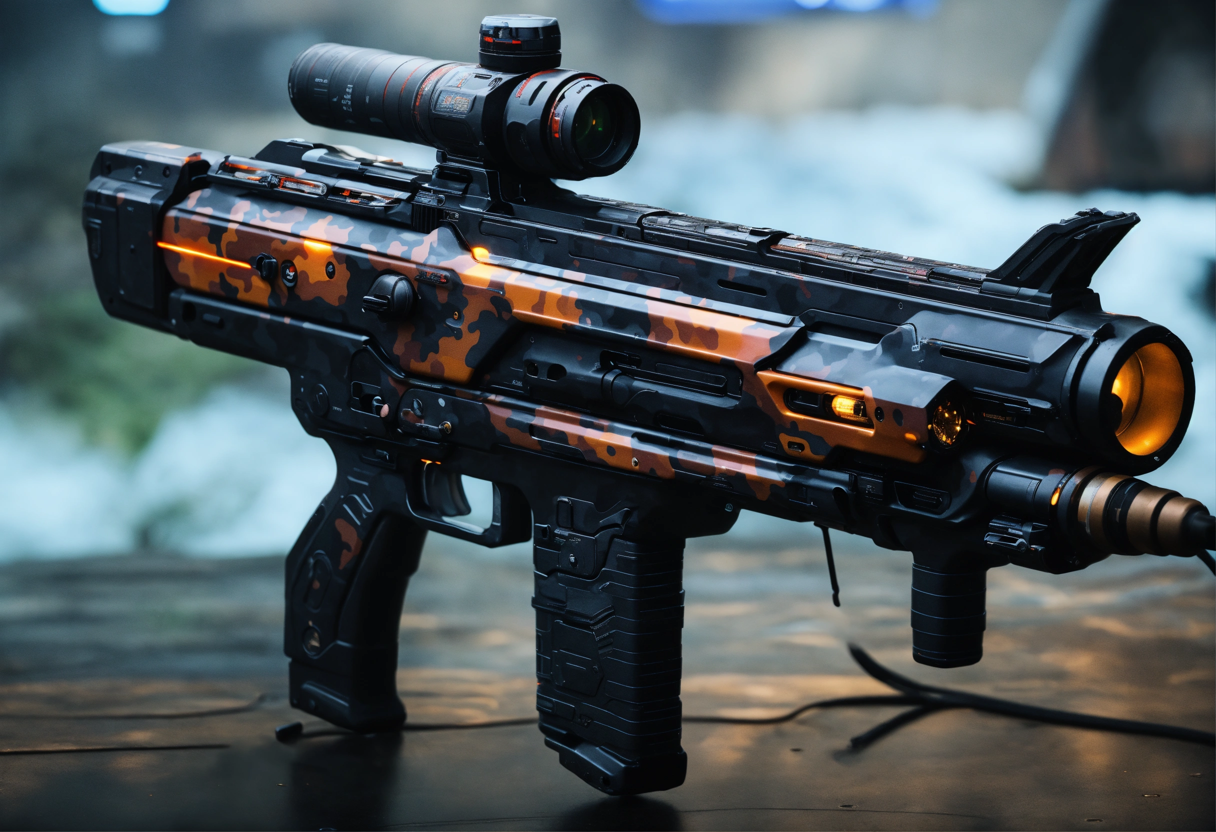 Lexica - Side view of the full image of a black camo sci fi plasma ...