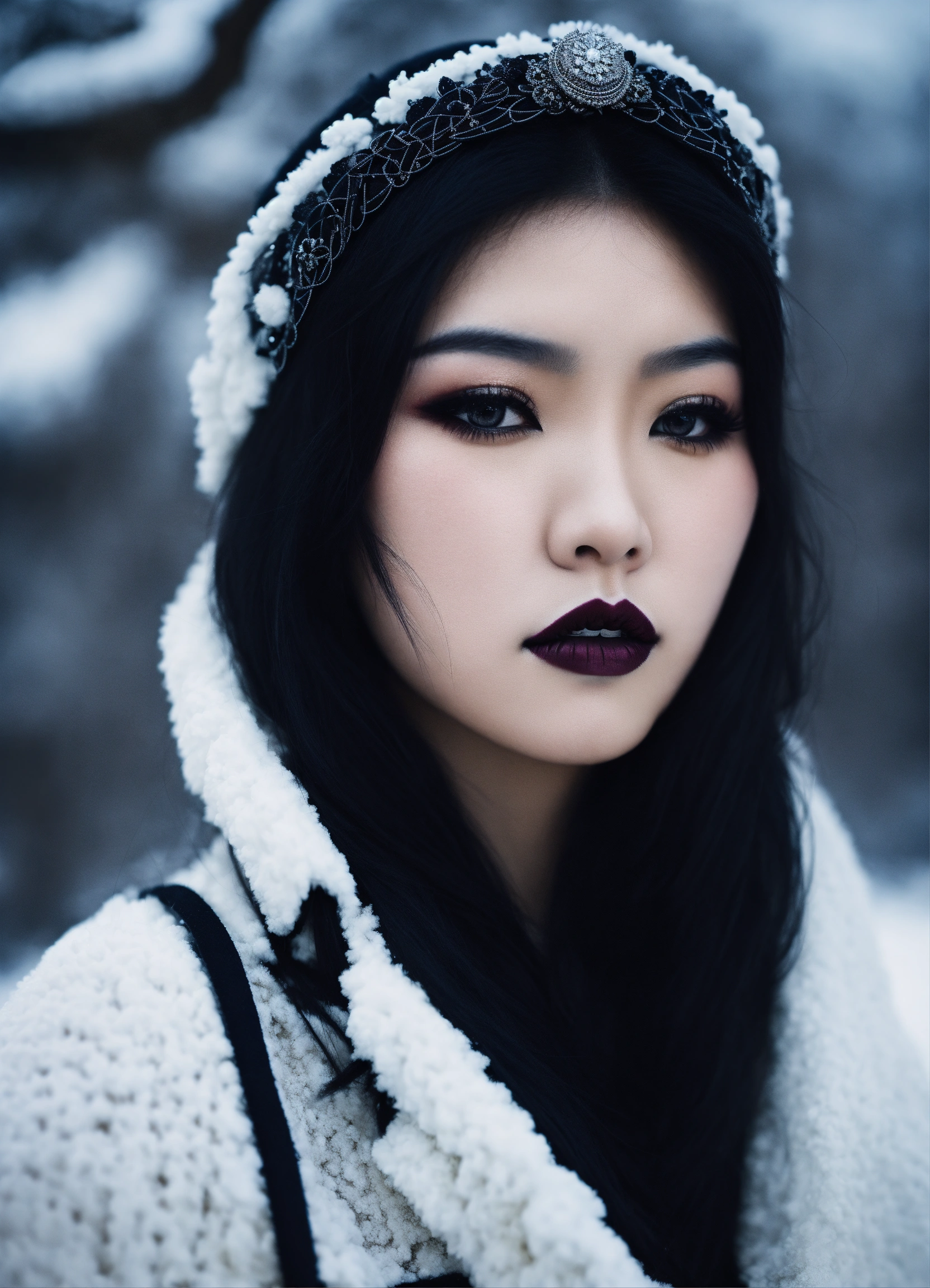 Lexica - High contrast portrait of a japanese woman, gothic beauty,pale ...