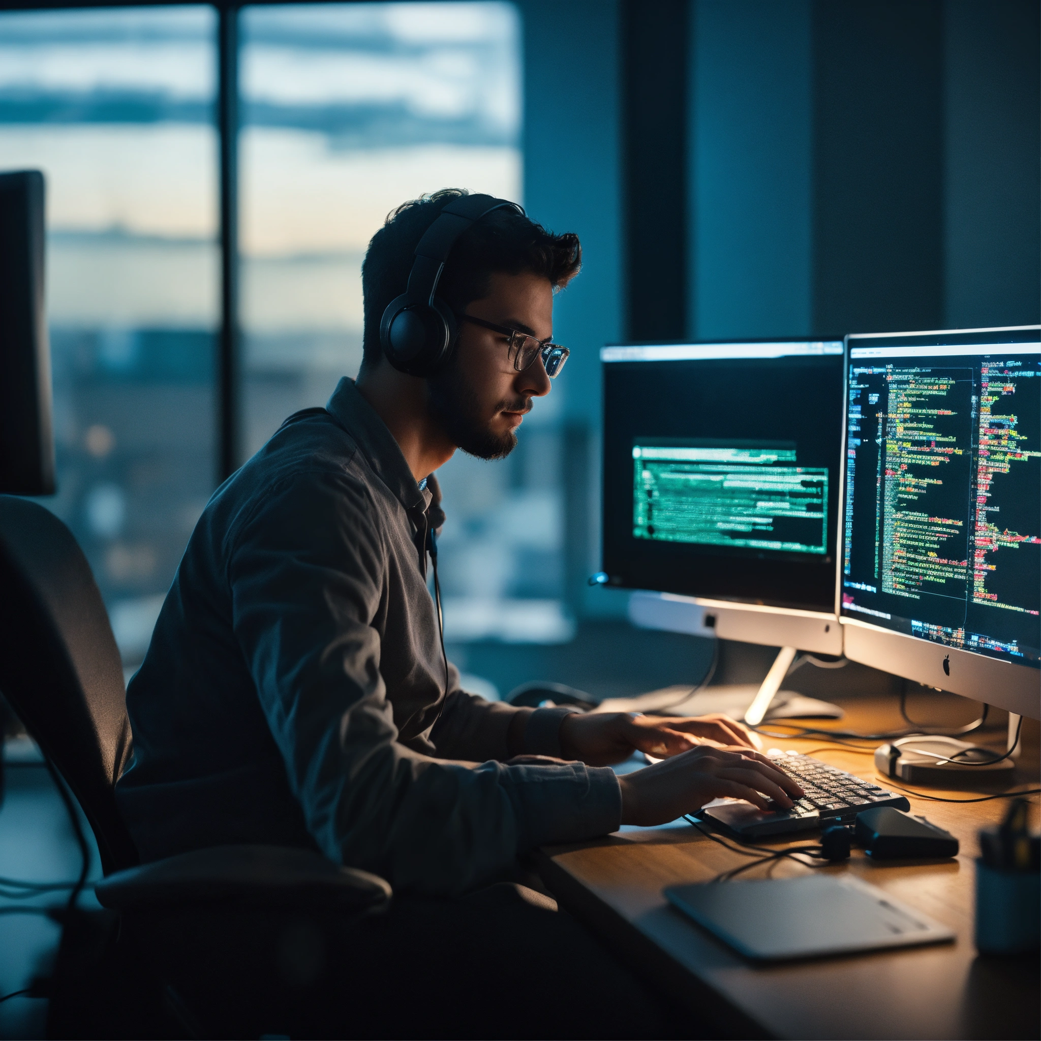 Lexica - A photo of a computer programmer working on a computer. The ...