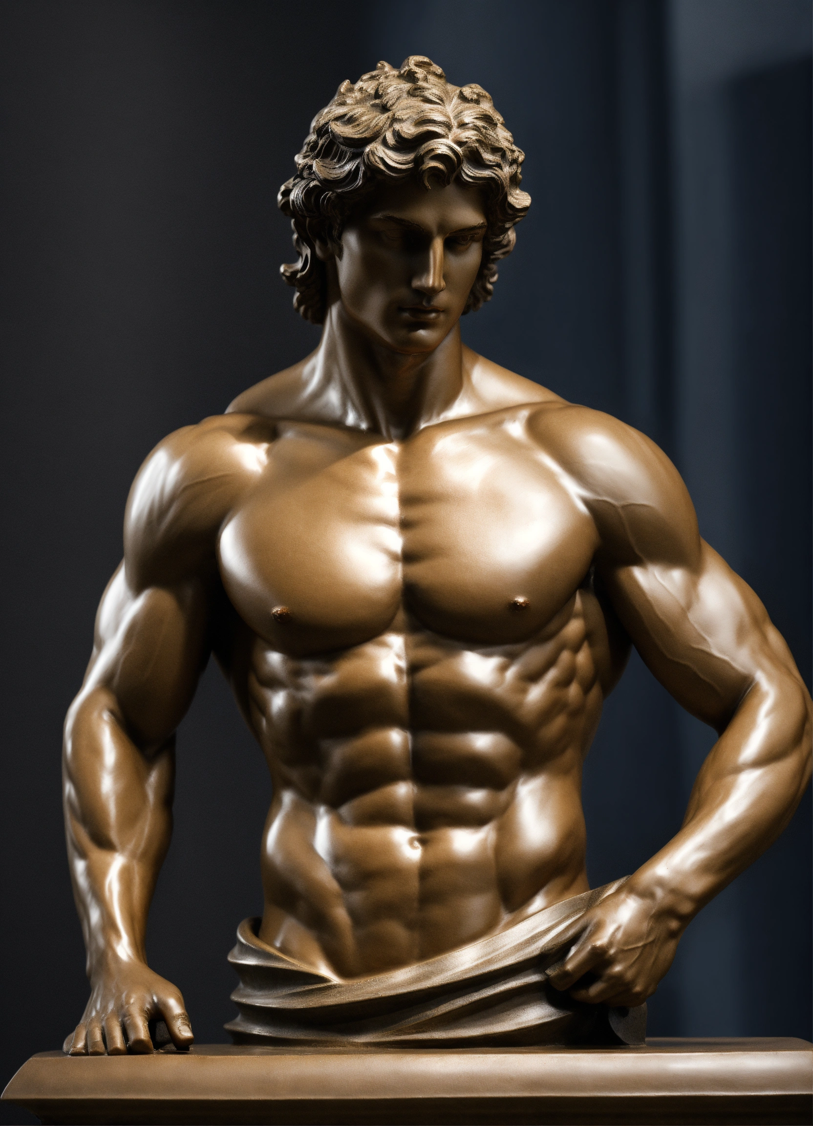 Lexica - Simple muscular greek god statue with middelparting hair with ...