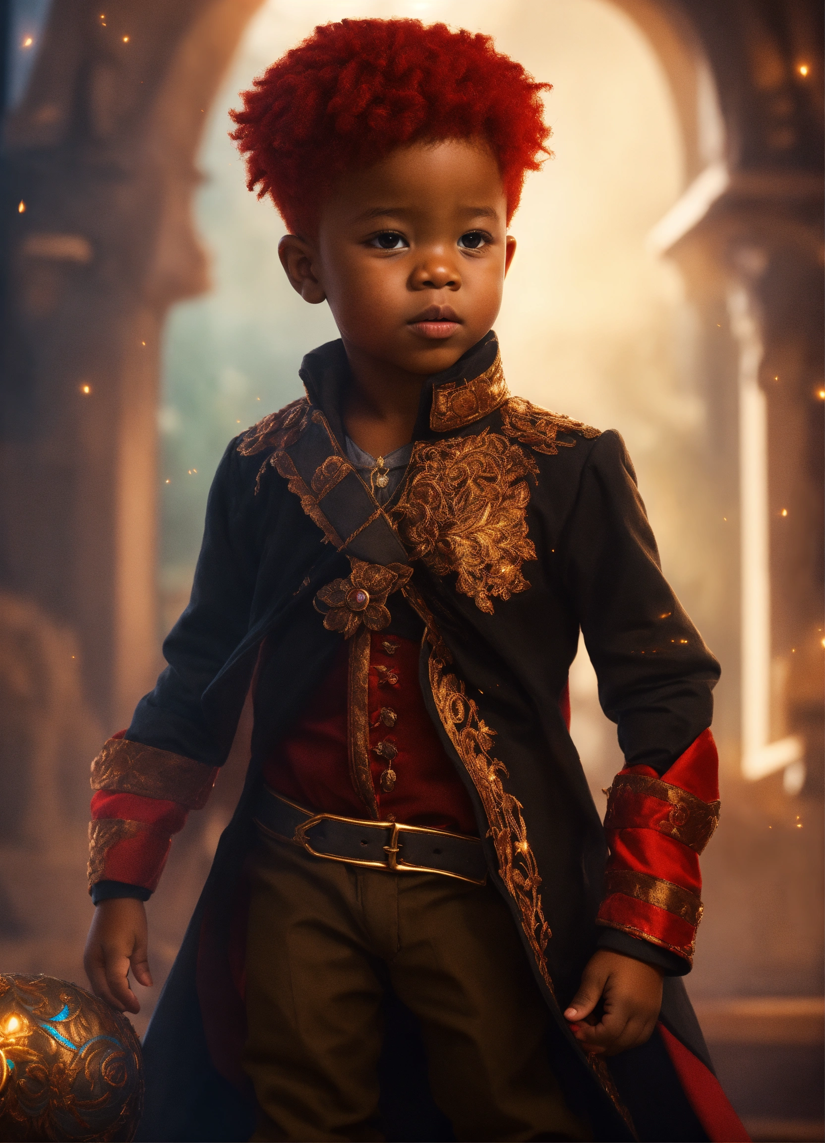 Lexica - Black toddler prince red hair 4k fantasy