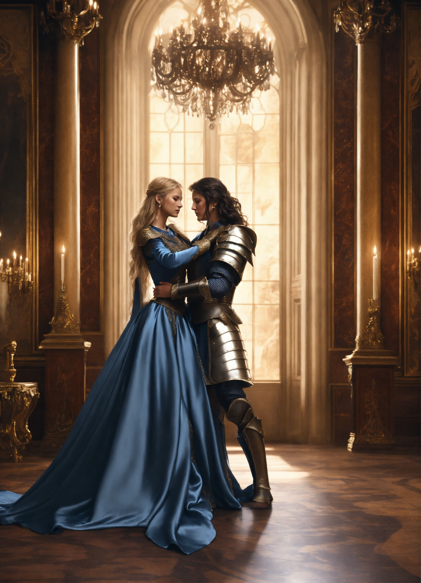 Lexica - Photorealistic a strong woman warrior in armor embracing a ...