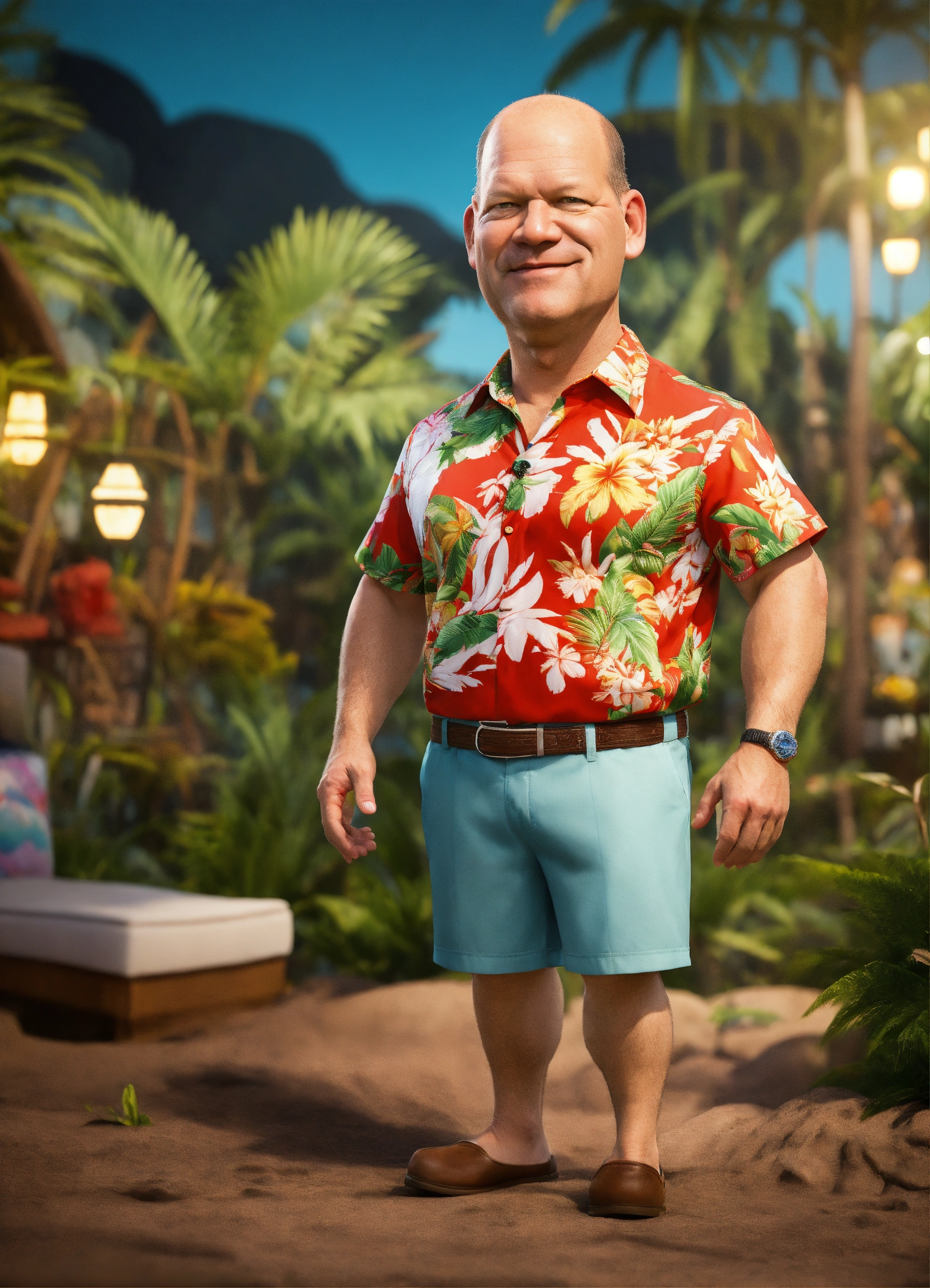 Lexica - He image depicts Olaf Scholz as a 3D cartoon in a front-facing ...