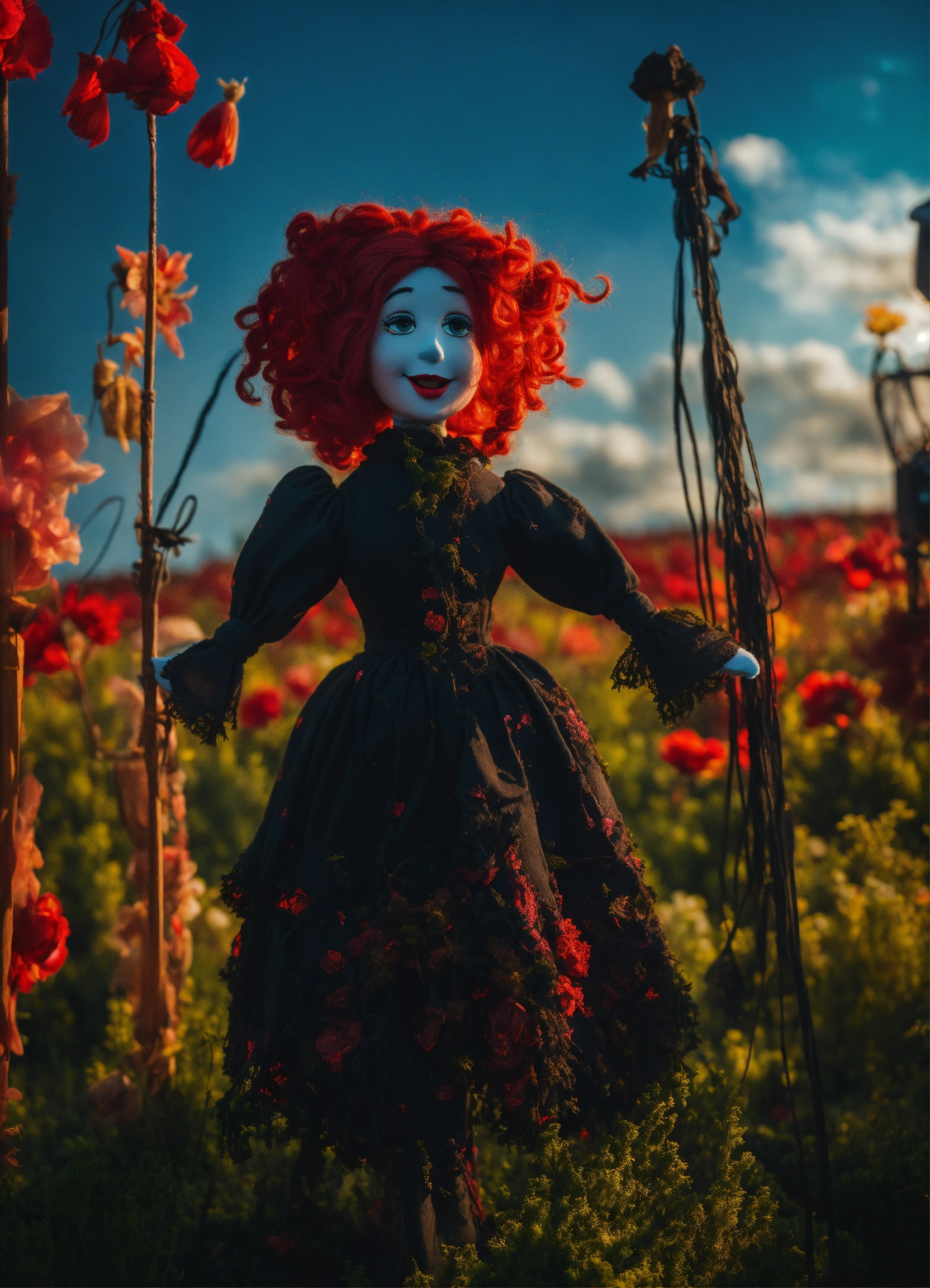 Lexica - One wooden puppets, a red-haired monster l with braids, happy ...