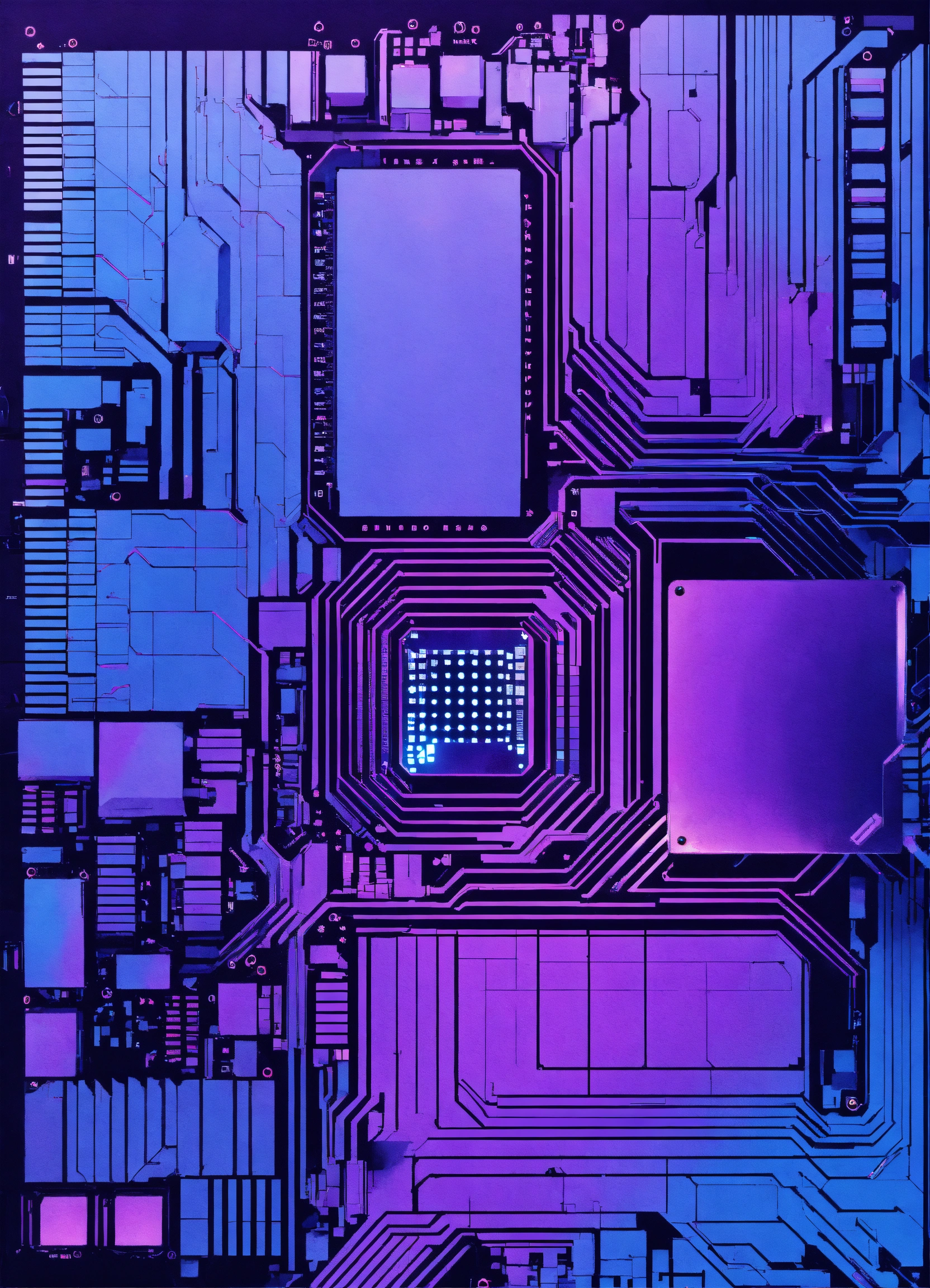 Lexica - Motherboard, blue and purple, processor, geometric lines