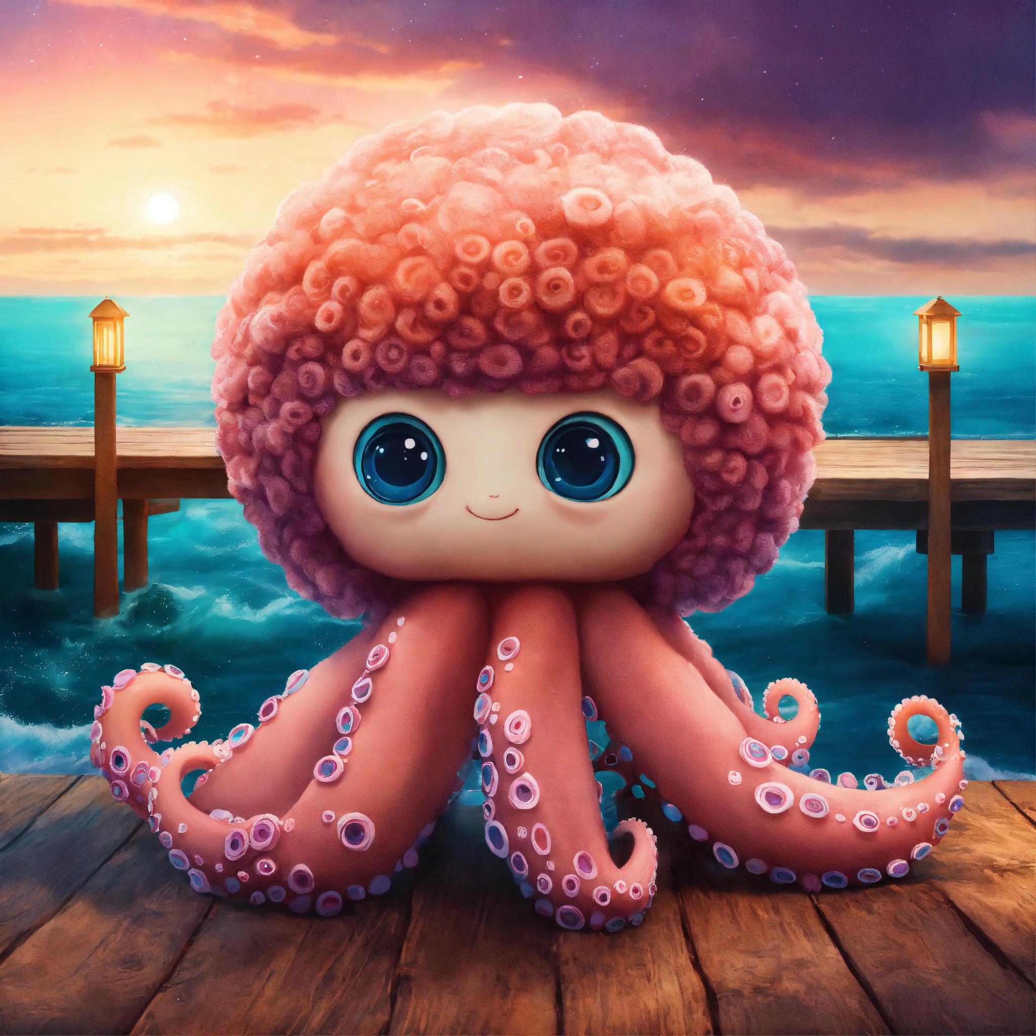 Lexica - Fluffy fairy cute octopus with long soft fur in the style of ...