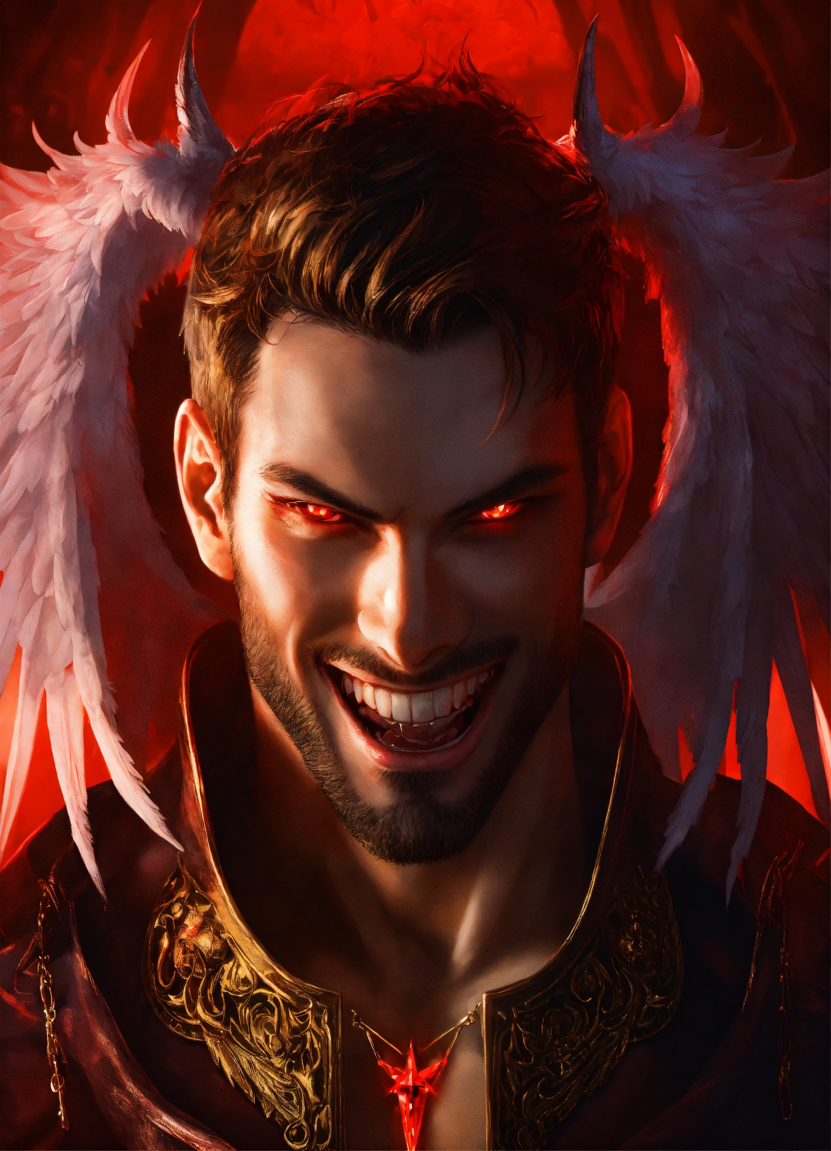 Lexica - Lucifer as an angel, evil grin, evil smile, demonic aura, full ...