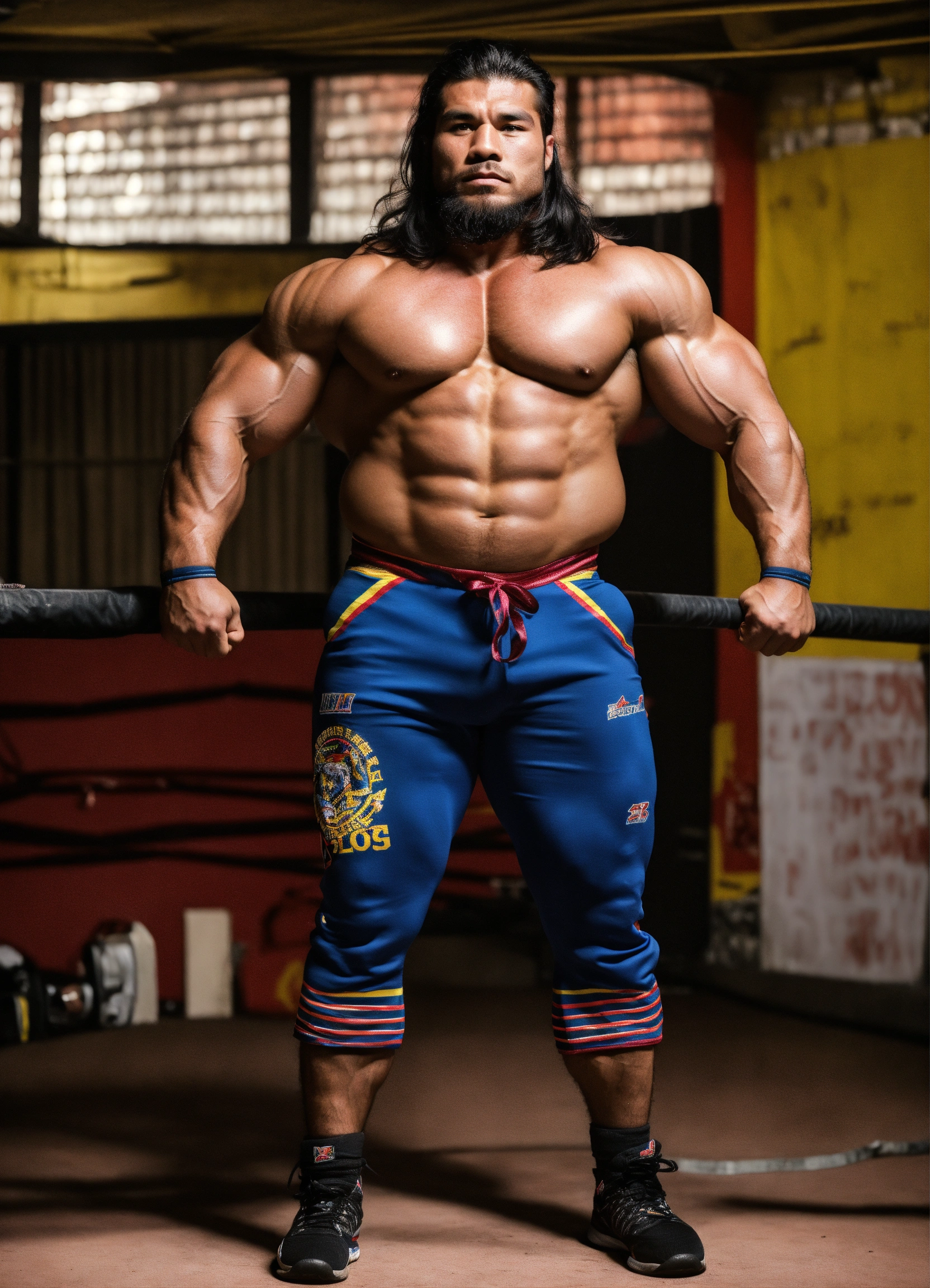 Lexica - 30-year-old wrestler with big muscles, bodybuilder, Bolivian, big
